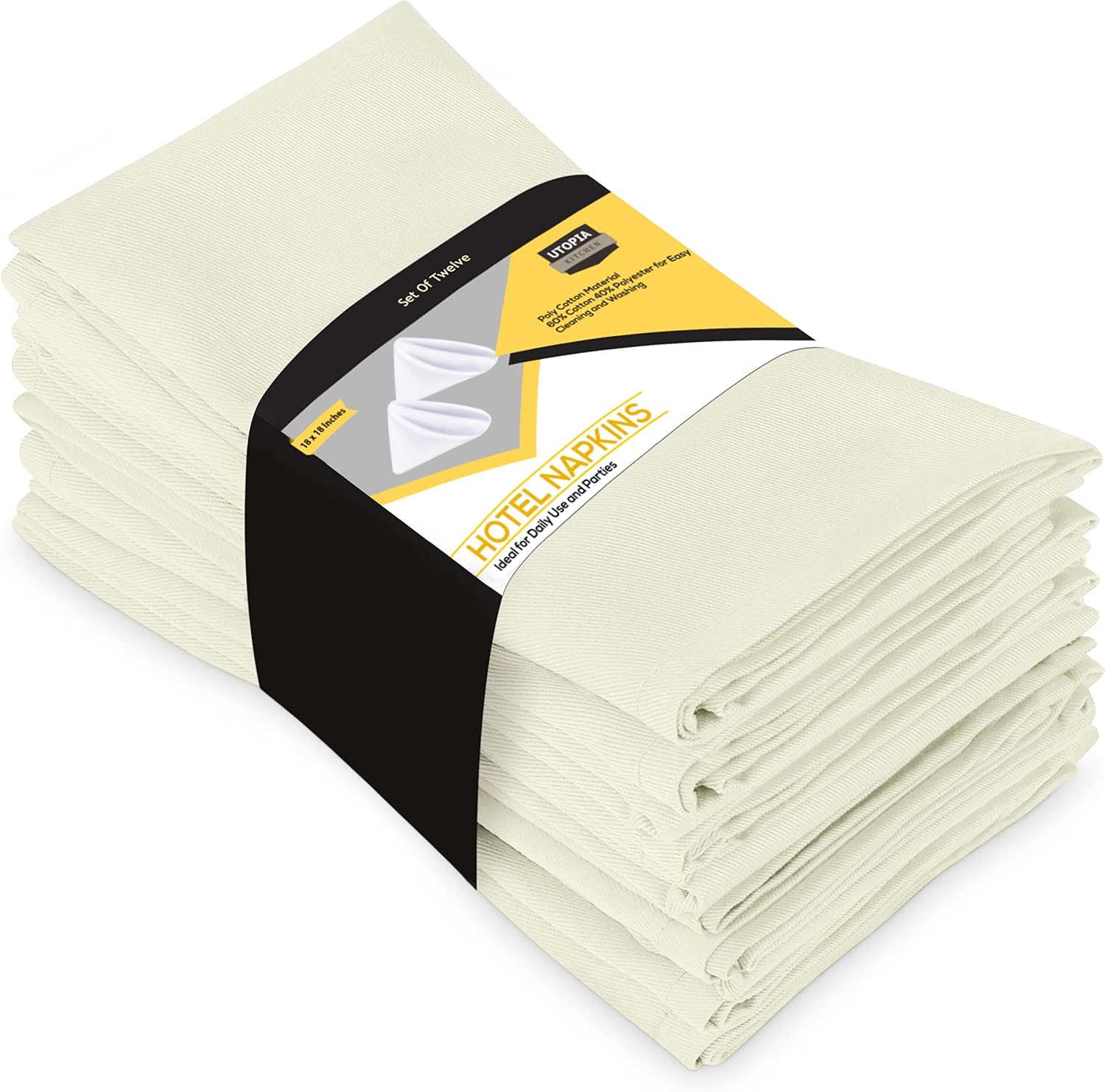 Amazon.com: Utopia Kitchen Ivory Cloth Napkins [12 Pack, 18x18 Inch ...