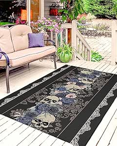 Amazon.com: Outdoor Rug Mats,Halloween Gothic Skeletons Floral Indoor ...