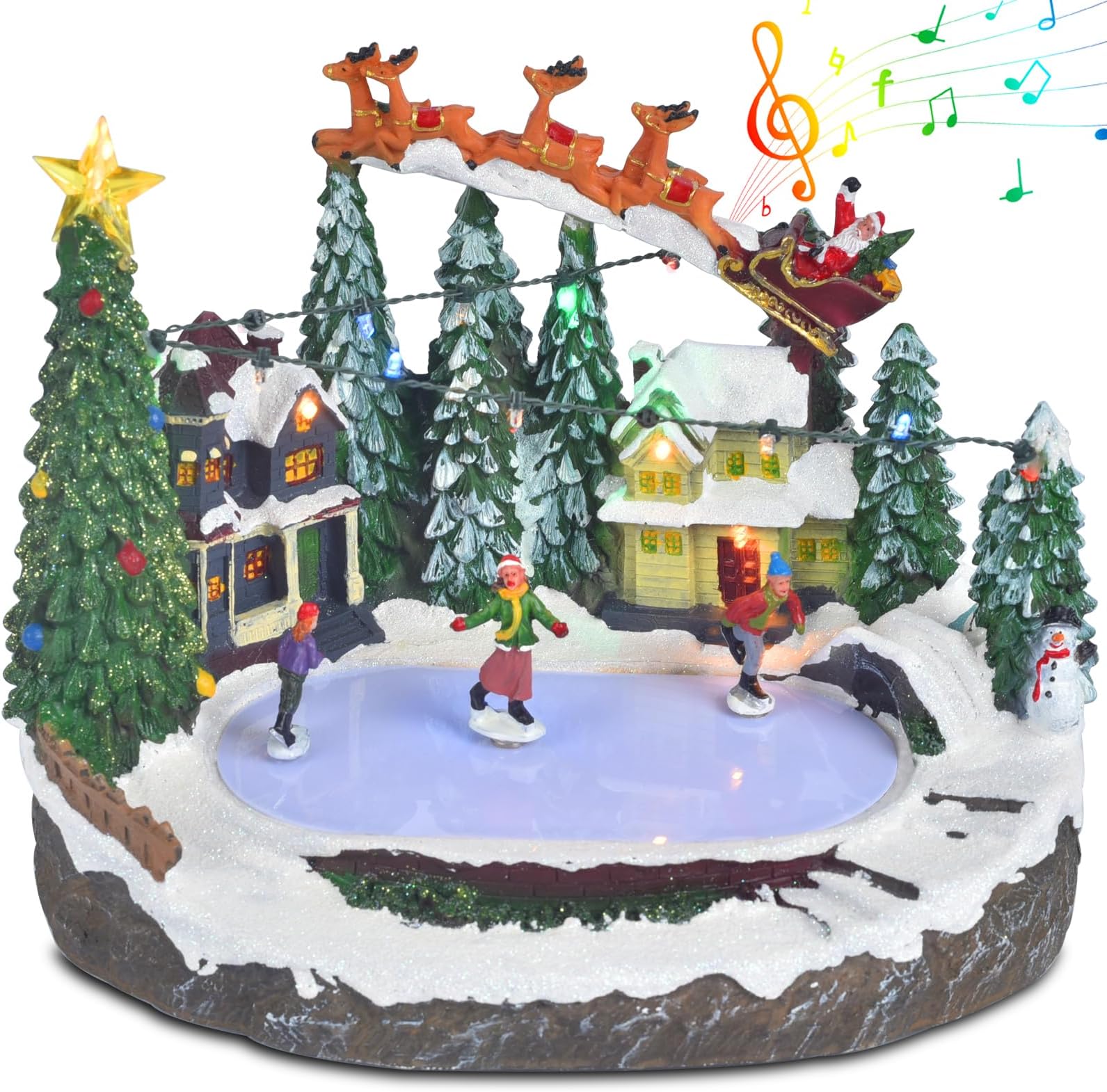 Amazon.com: Christmas Village Ice Skating Pond Animated Decorations ...