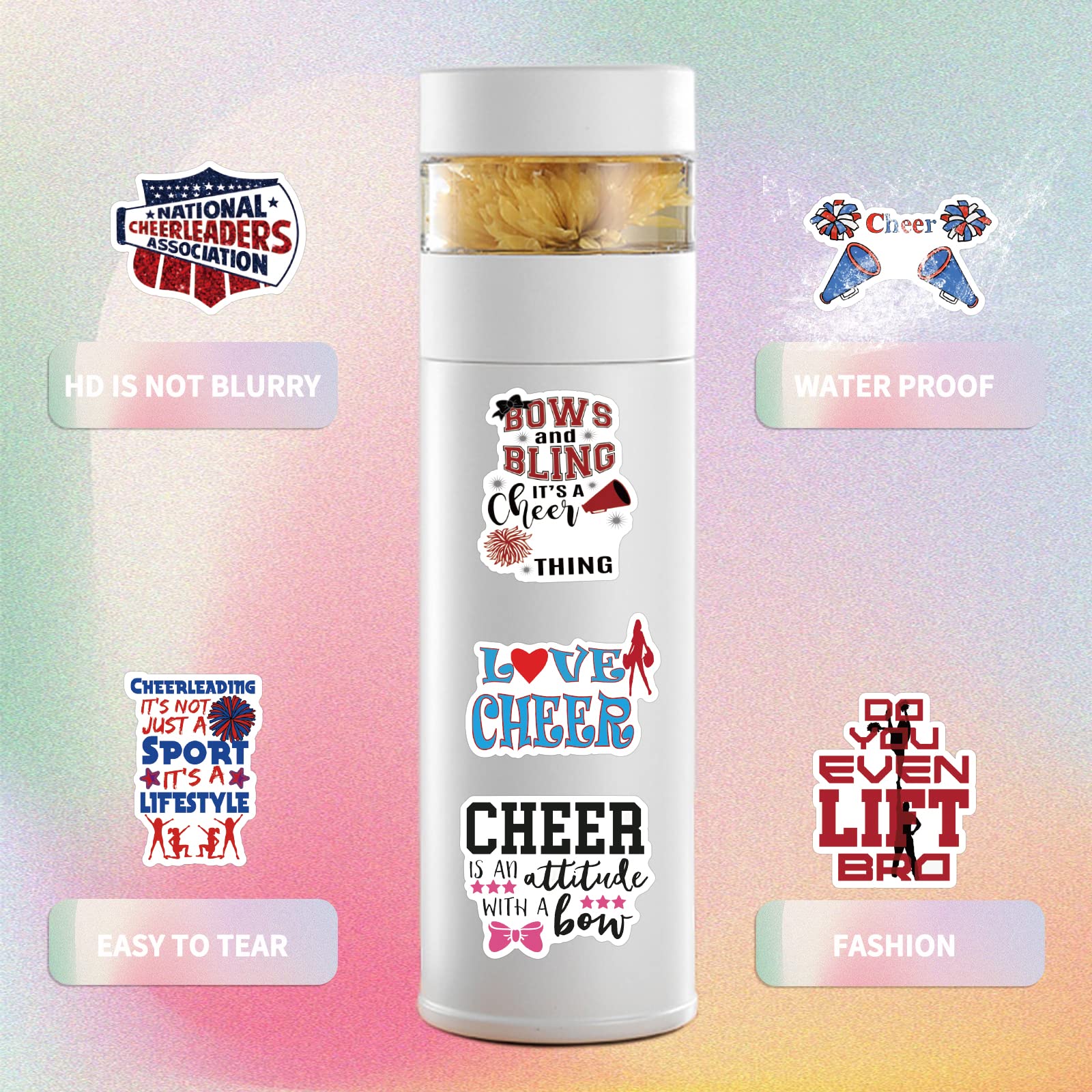 Snapklik.com : 50 Pack Cheer Stickers, Vinyl Perfect Cheer Gifts ...