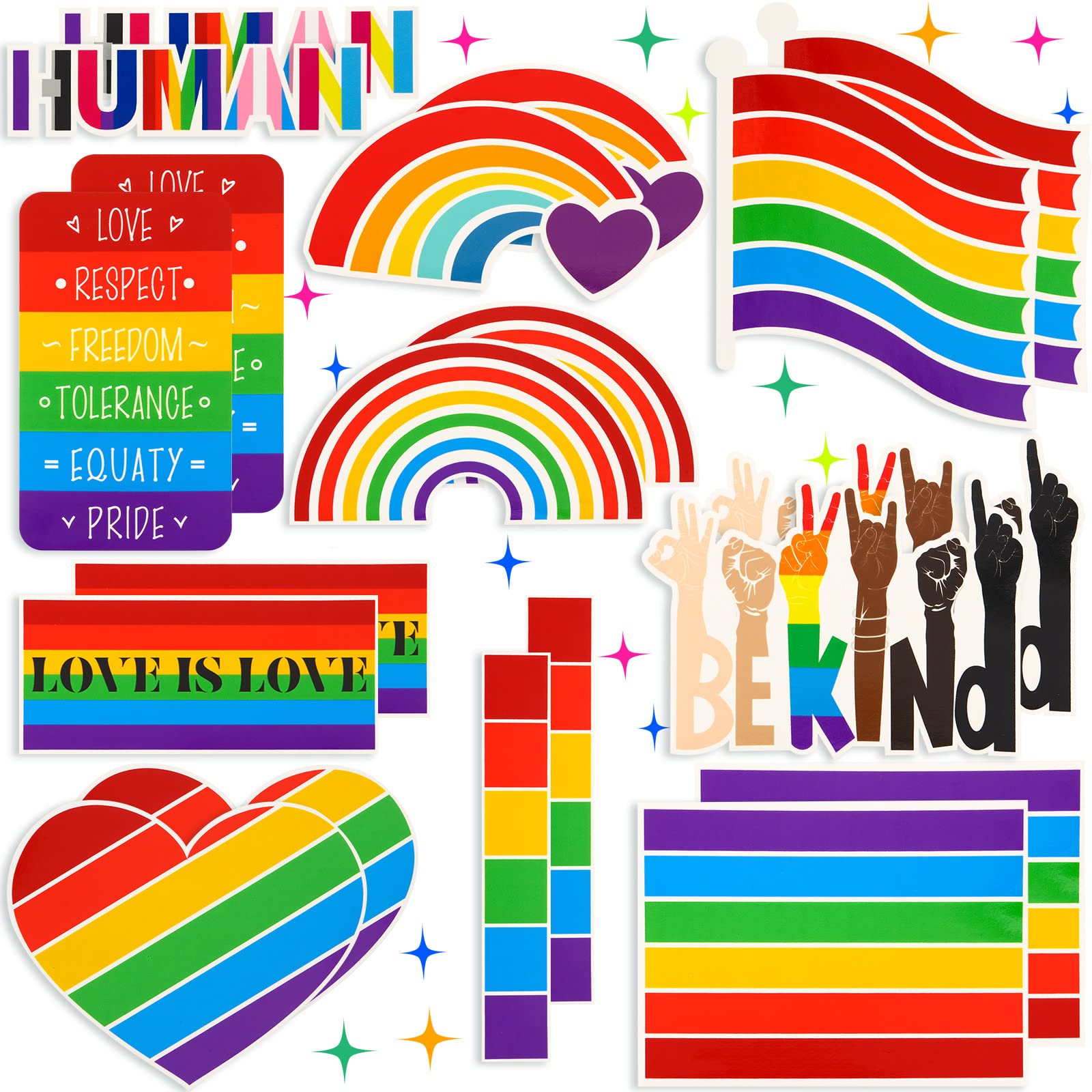Amazon.com - 20 Pcs Gay Pride Vinyl Stickers LGBT Prank Bumper Stickers ...