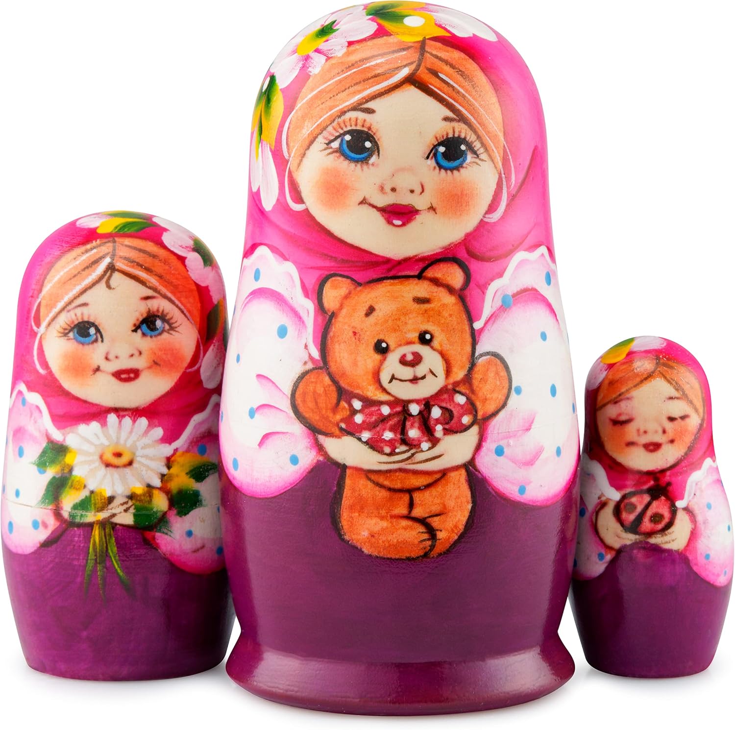Amazon.com: MUARO Nesting Dolls Matryoshka Wood Stacking Nested Set 3 ...
