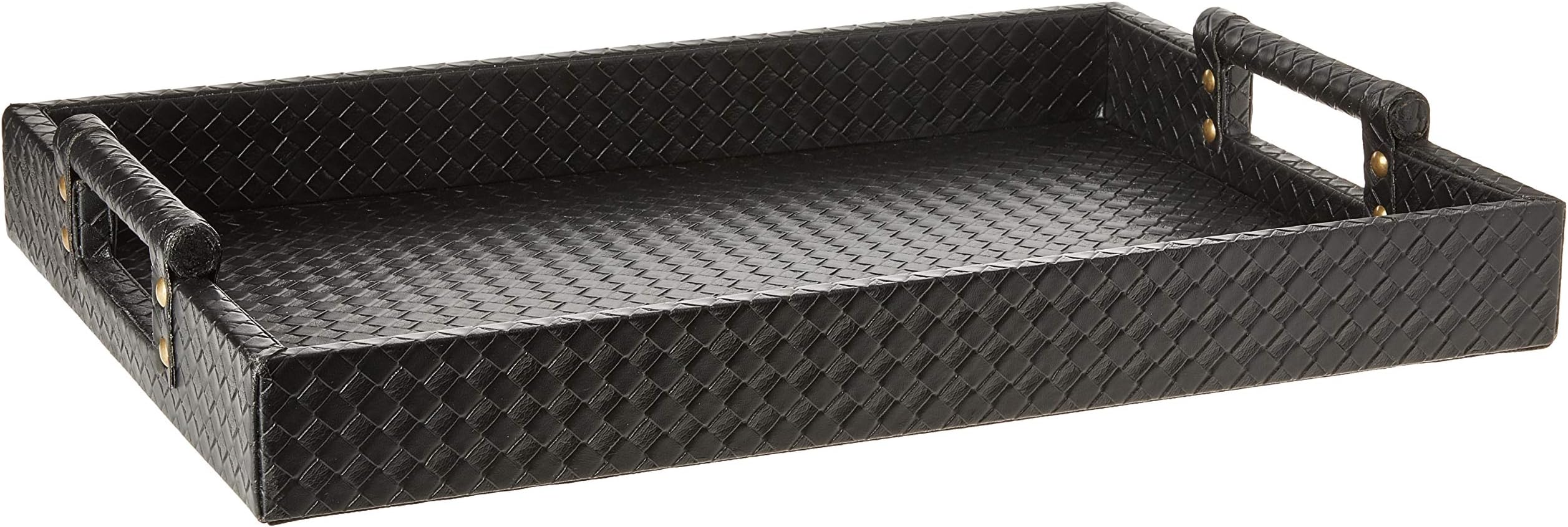 Amazon.com | American Atelier Leather Serving Tray with Handles 14 by ...