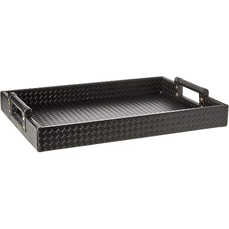 Amazon.com | American Atelier Leather Serving Tray with Handles 14 by ...