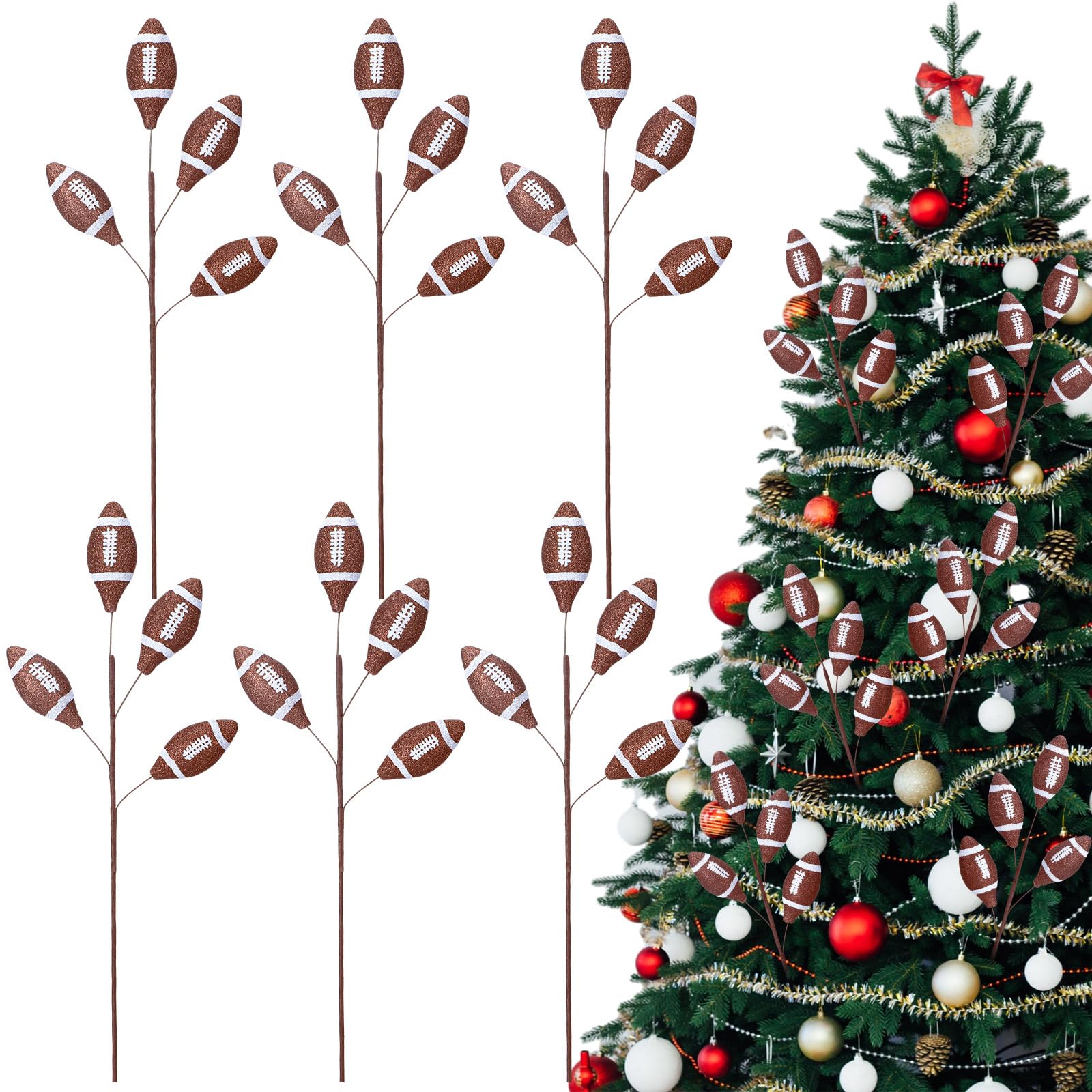 Amazon.com: GlikCeil 6 Pcs Football Christmas Tree Picks Decoration ...