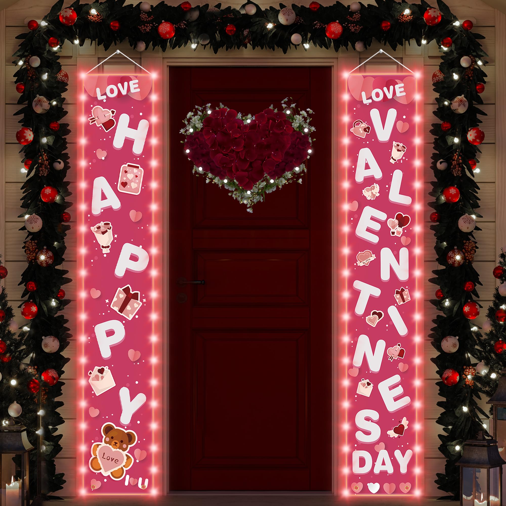 Amazon.com : 71 x 12 Inches Valentine's Day Lighted Banner for Doorway ...