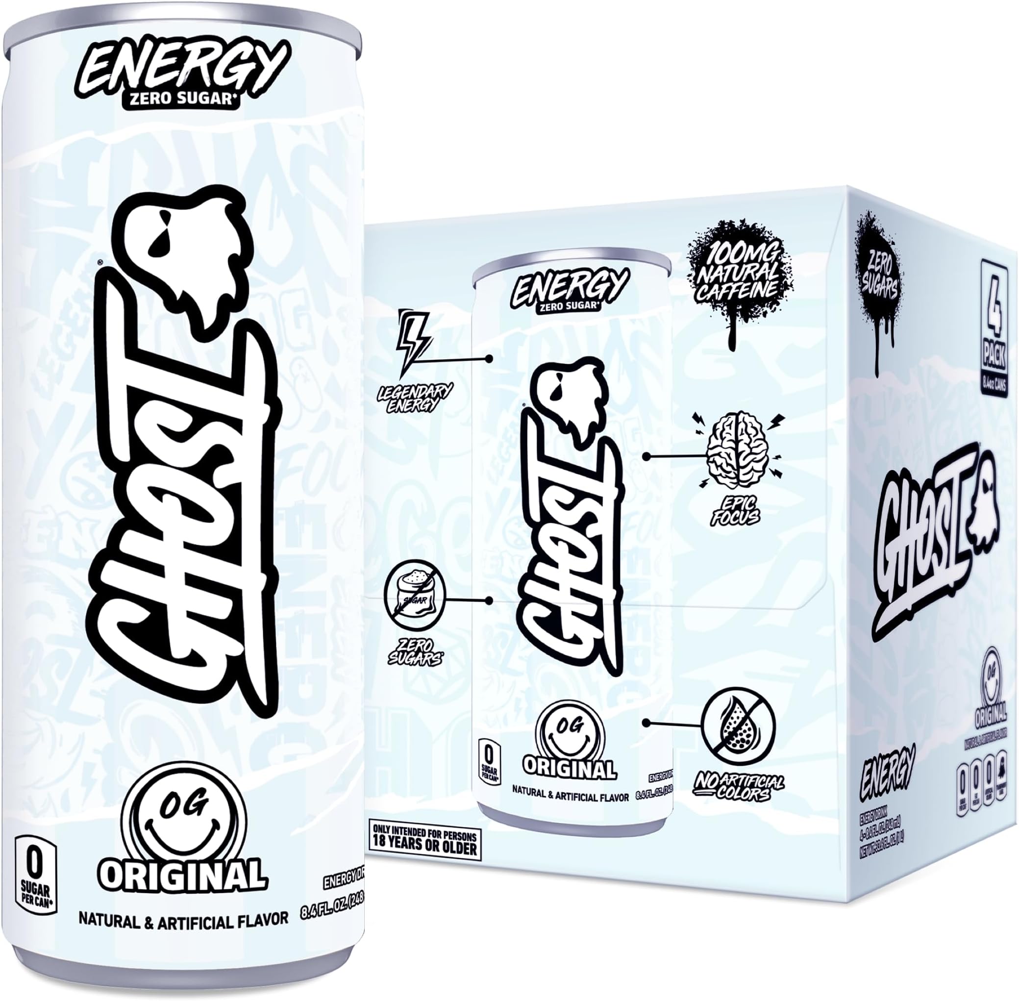 Amazon.com : GHOST Energy Drink - 4-Pack, Original, 8.4oz - Energy ...