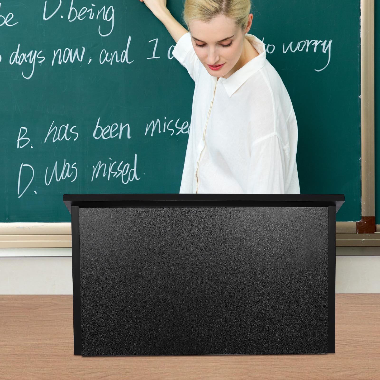 Black Speech Podium With Bookstop & Shelf – Black, 34.3cm Height – For ...