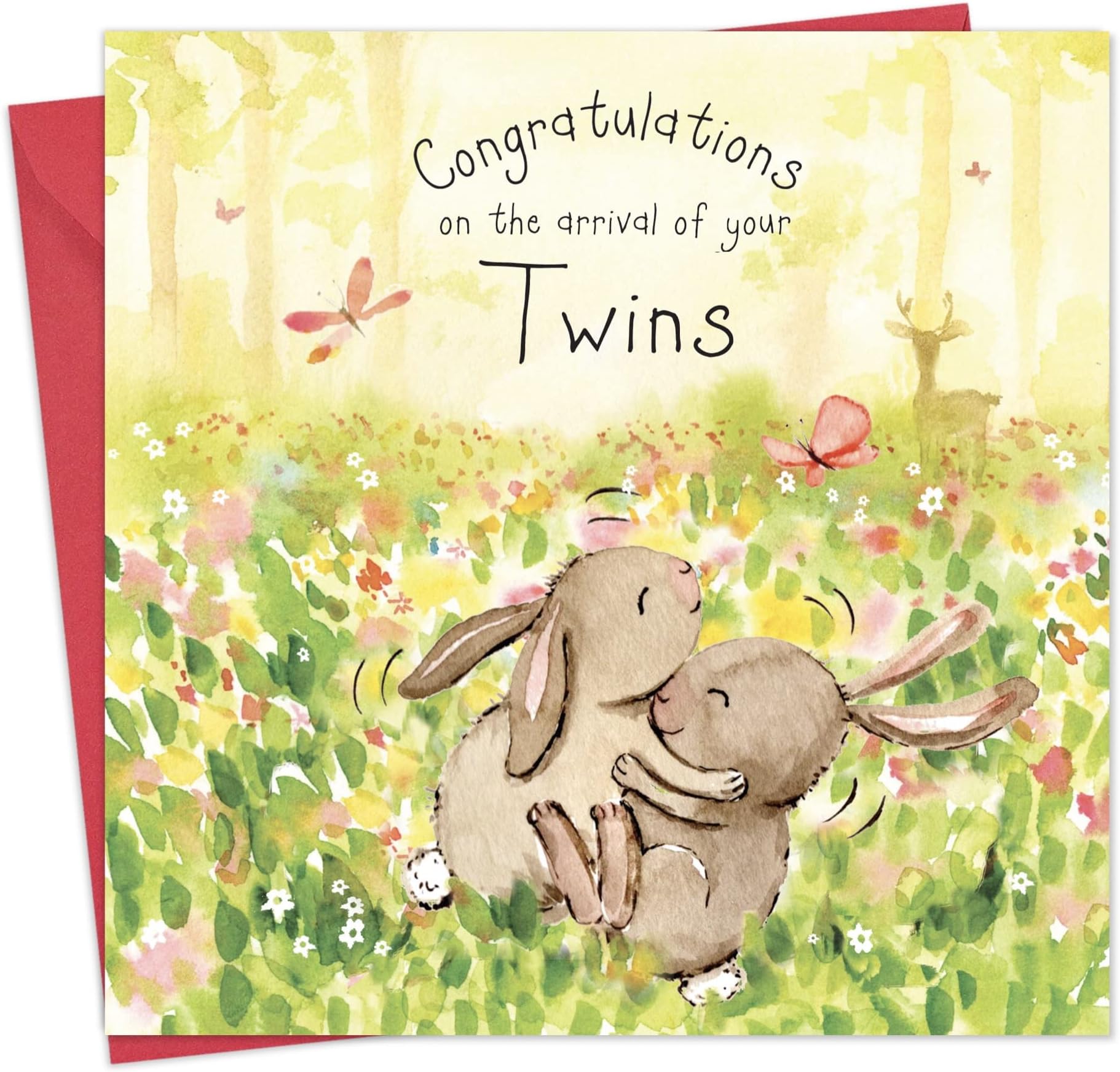 Twin Birth Card – Newborn Twins - New Baby Boy and Baby Girl Congrats ...