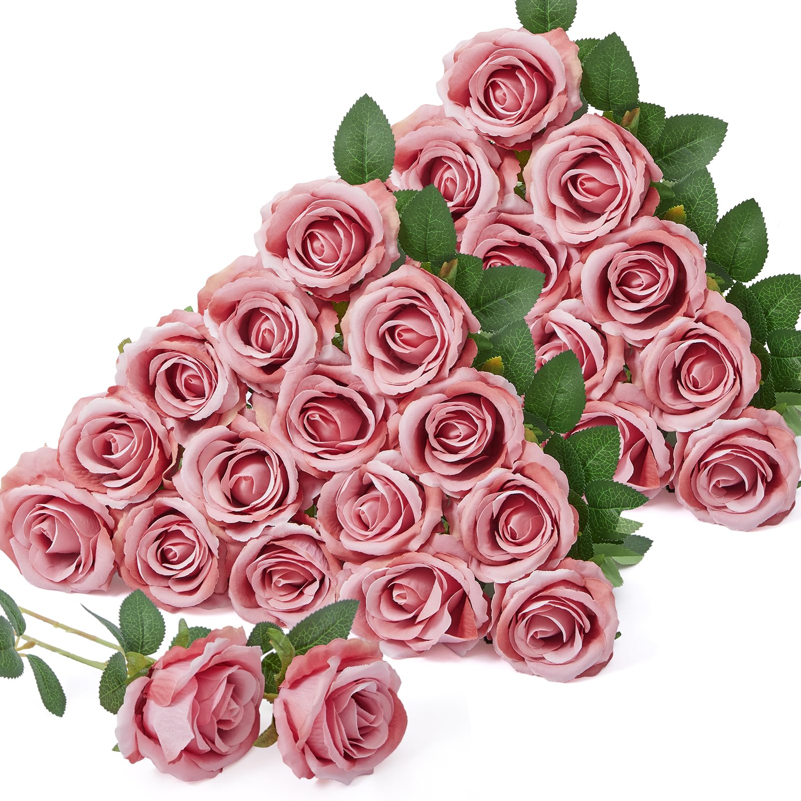 Amazon.com: Serwalin 30pcs Artificial Roses Flowers, Dusty Pink Roses ...