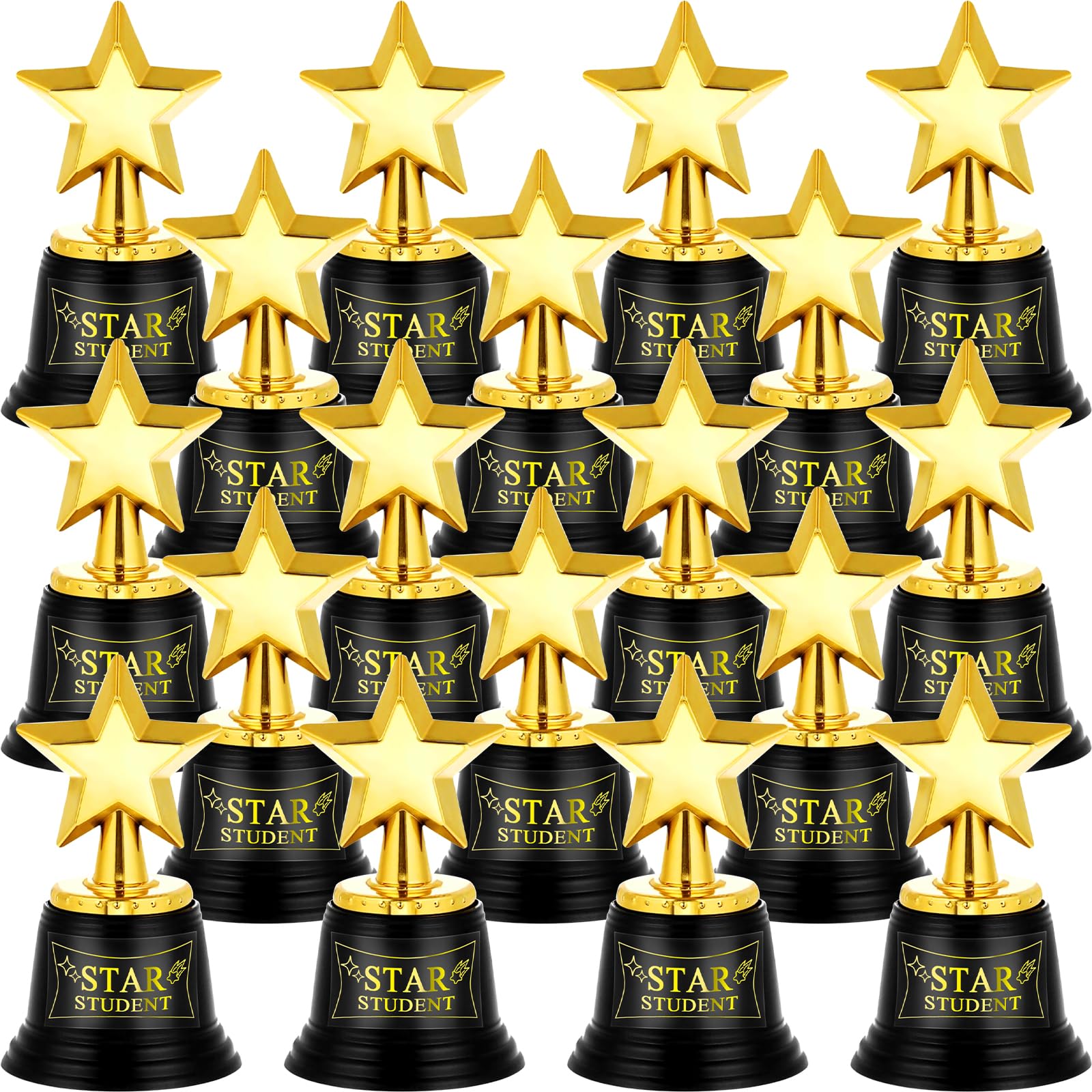 Snapklik.com : 32 Pack Mini Star Trophy Awards Bulk 4.7 Inch Plastic Gold Star Award Trophies ...