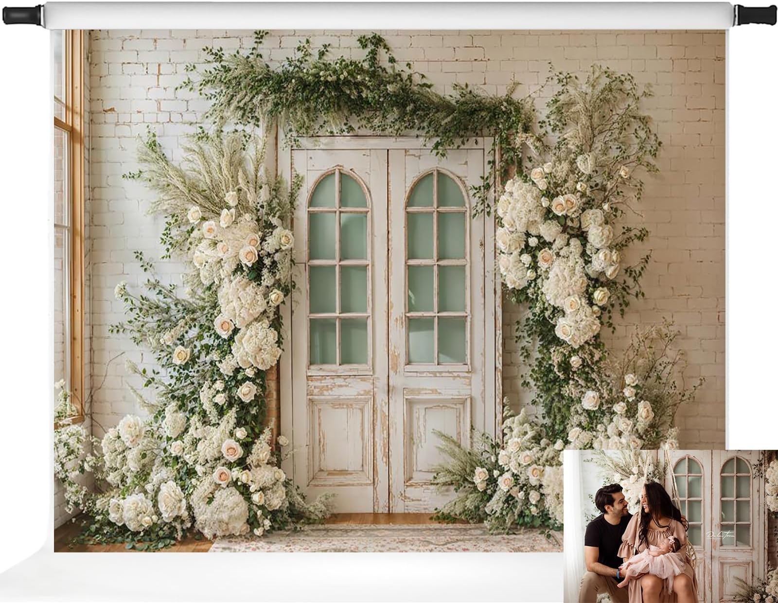 Amazon.com : Kate Spring Flowers Photography Backdrops Door Foral White ...