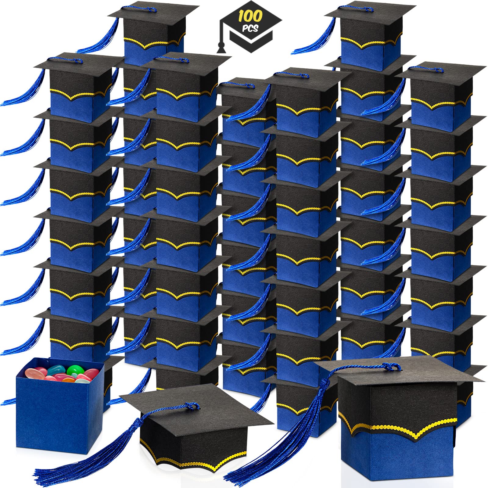 Buy 100 Pieces Graduation Decorations Graduation Cap Shaped Gift Box ...