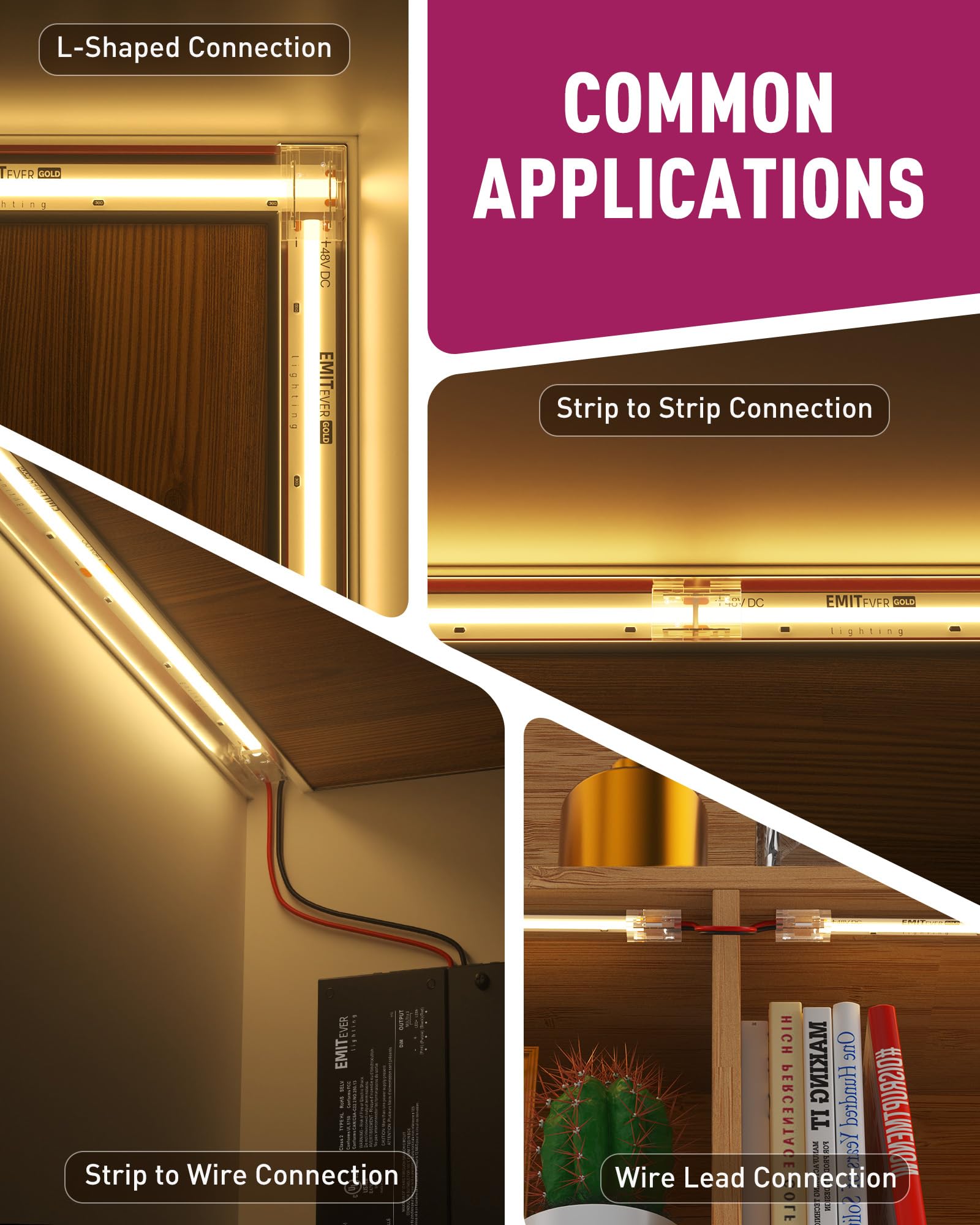 Snapklik.com : 8-in-1 LED Strip Connectors 12pcs, 2 Pin 10mm COB Tape ...