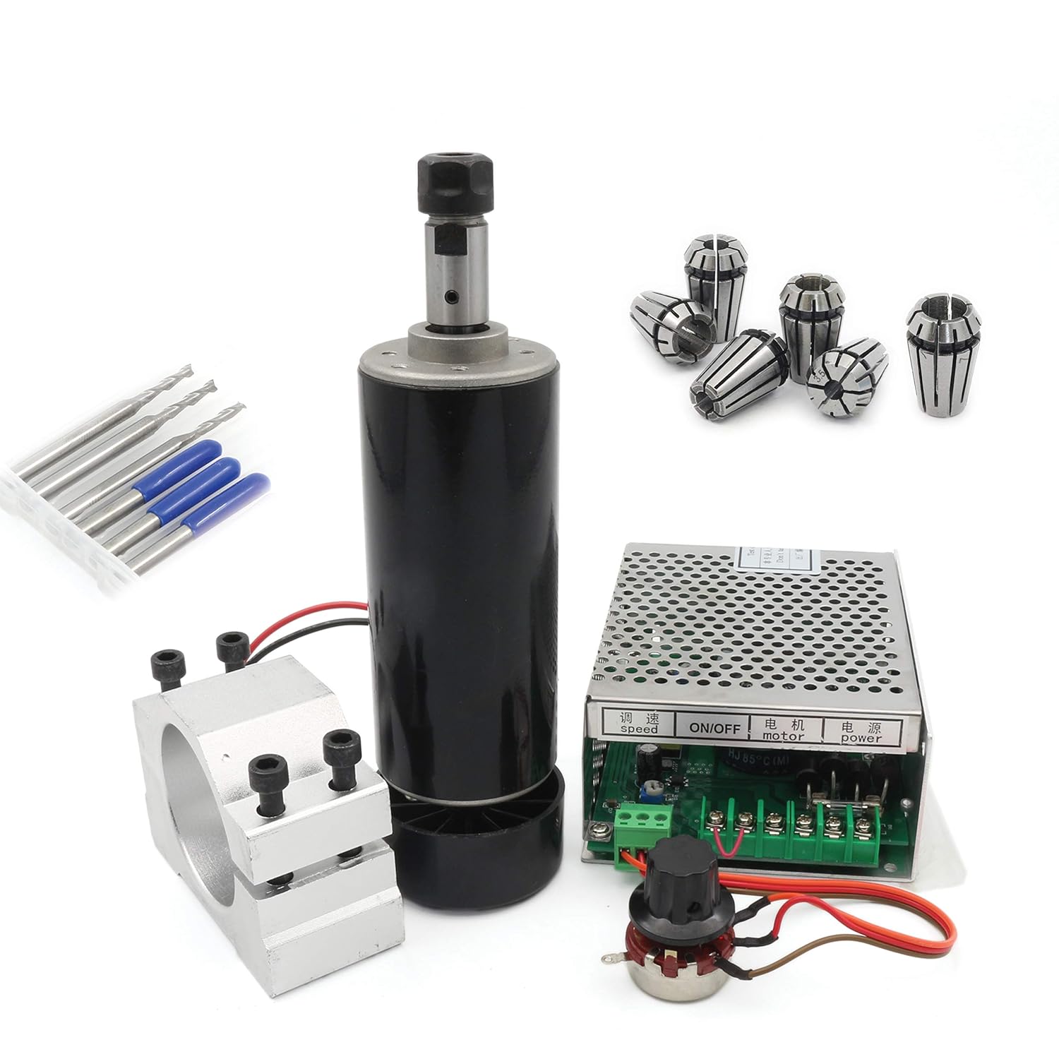 CNC Spindle Kit 500W Air Cooled 0.5kw Milling Motor + Spindle Speed ...
