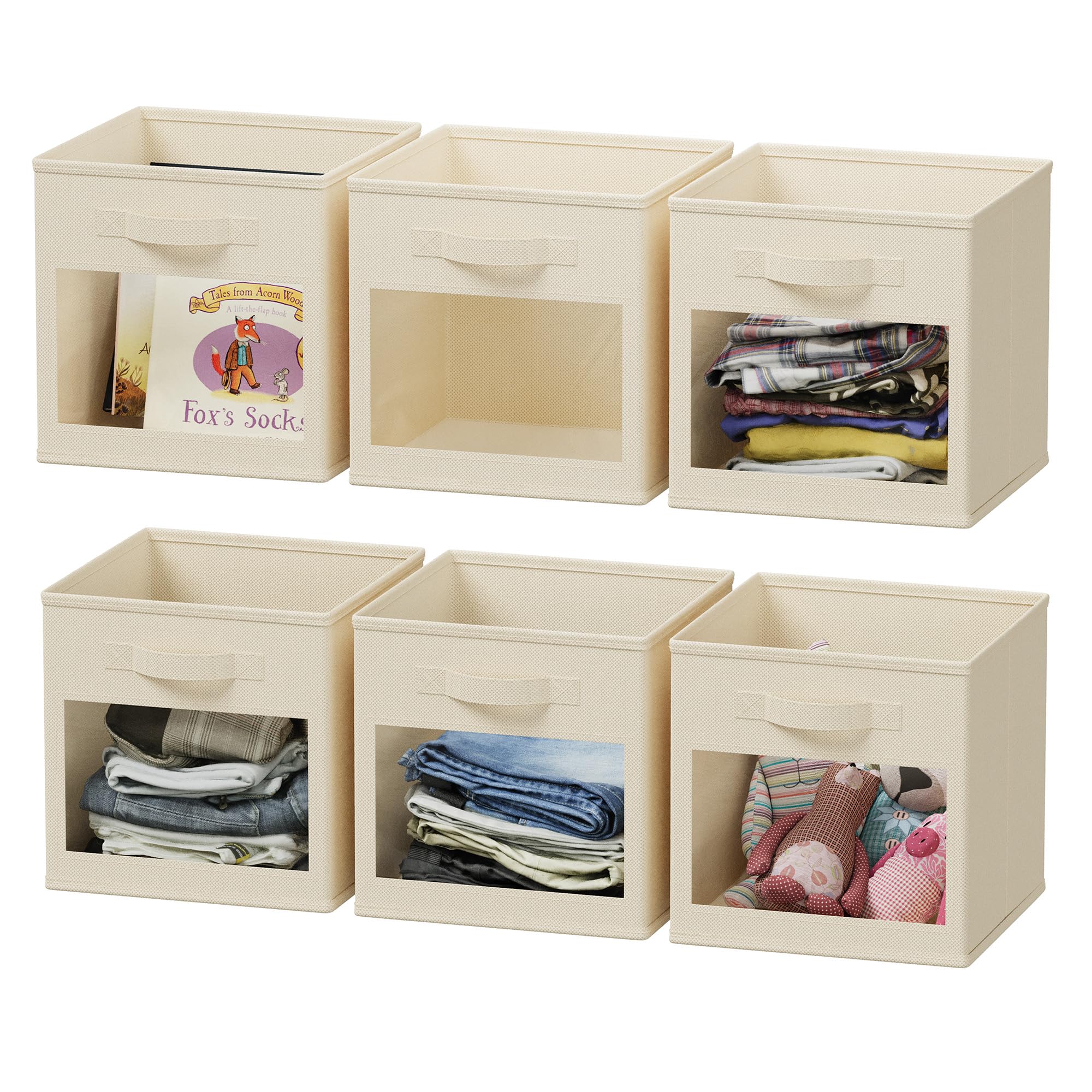 Amazon.com: SpaceAid Storage Cubes with Clear Windows, Set of 6 Fabric ...