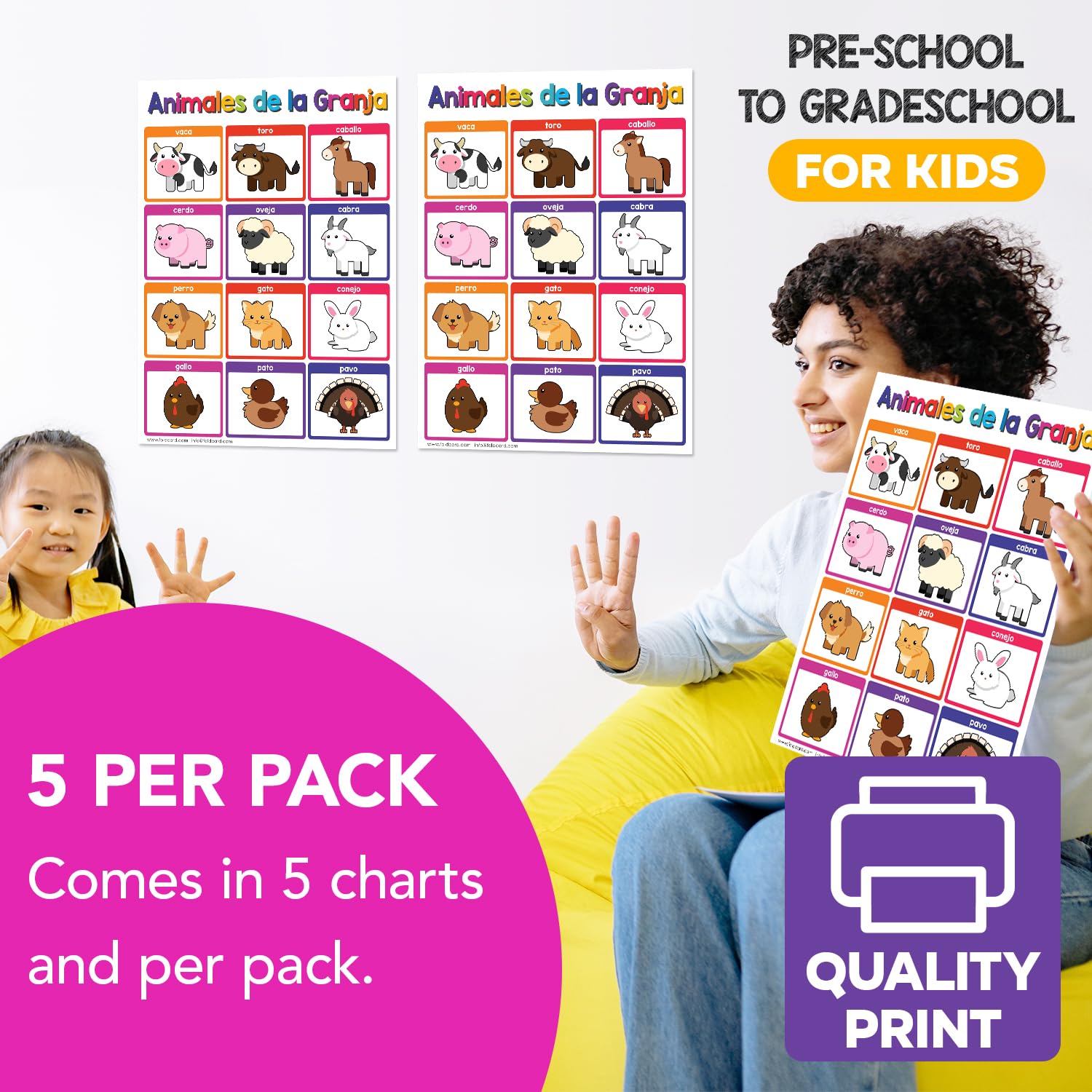 Snapklik.com : Animales De La Granja Spanish Educational Posters For ...