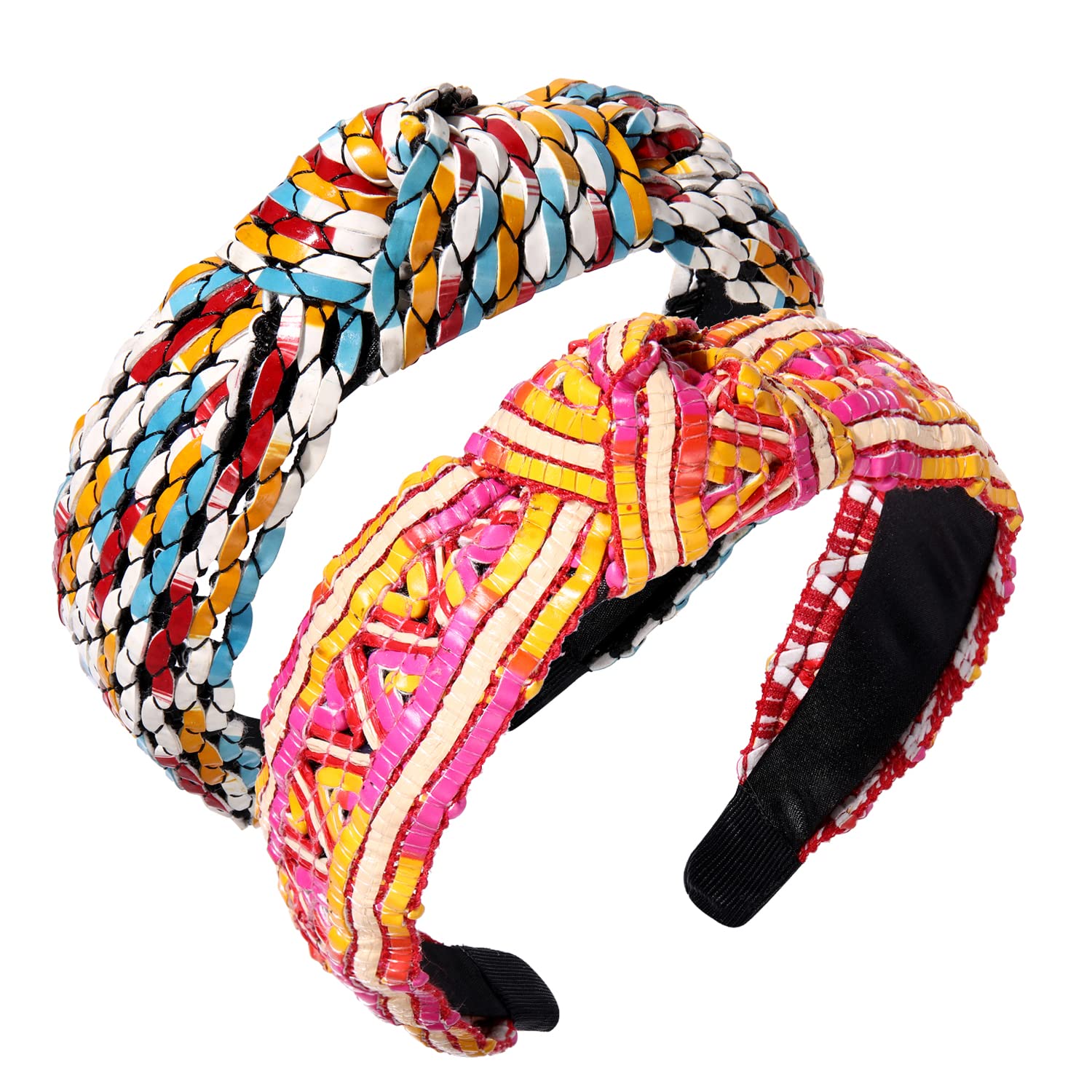 Amazon.com : Staw Knotted Headband Lightweight Boho Spring Summer Straw ...