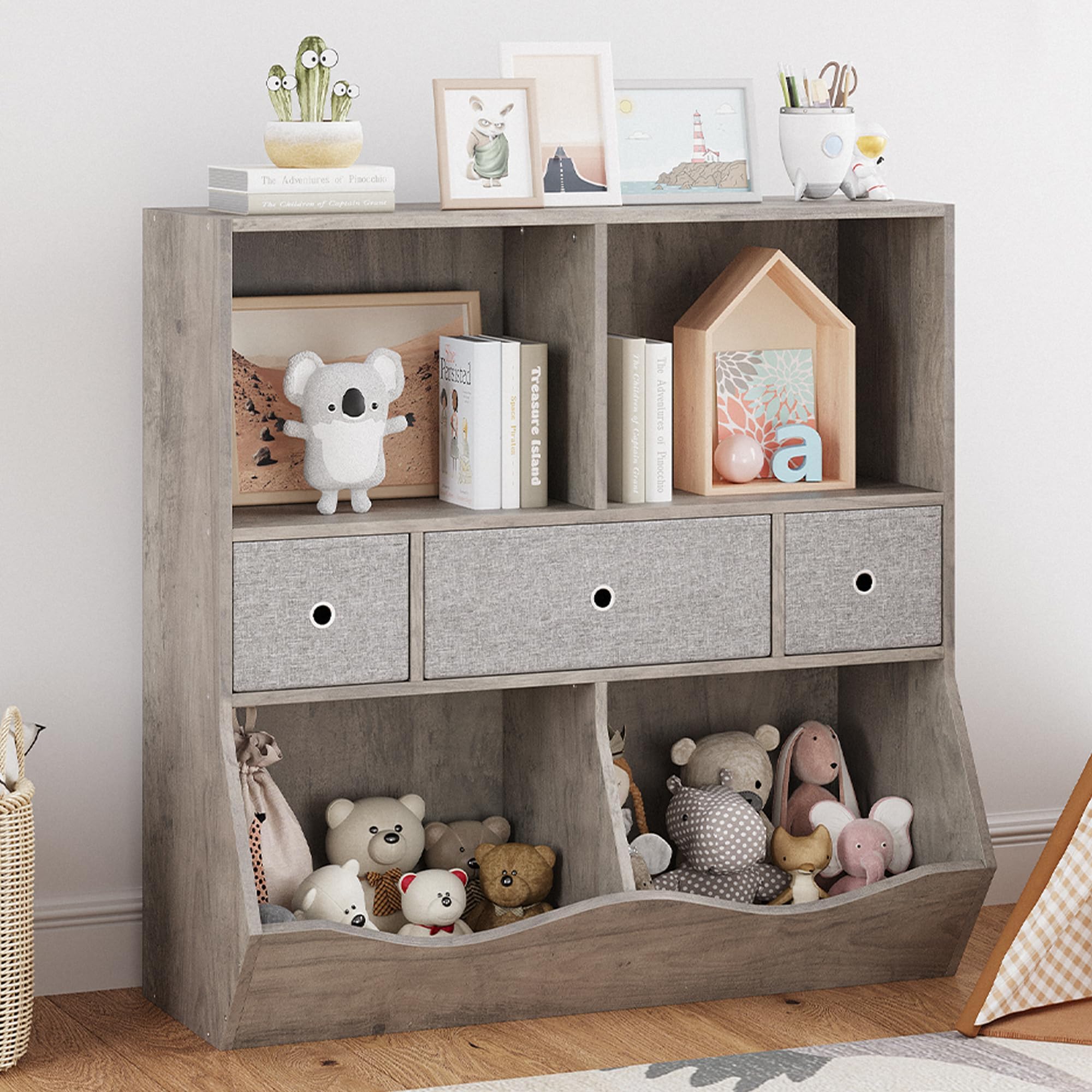 Amazon.com: Alkmaar Kids Bookshelf and Bookcase Toy Storage Multi Shelf ...