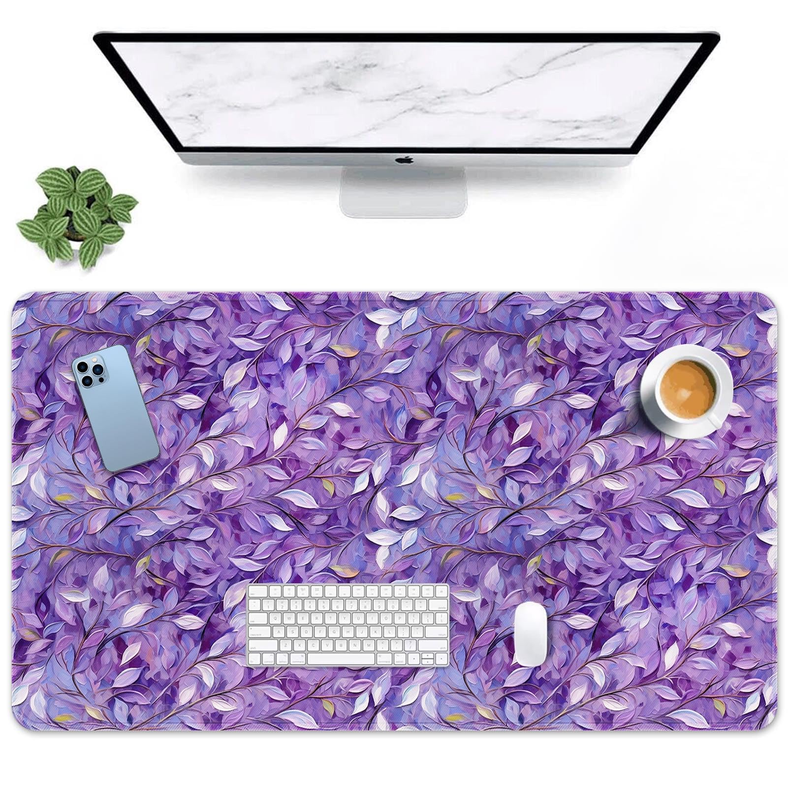 Amazon.com : Britimes Purple Leaves Abstract Oil Painting Large Mouse ...