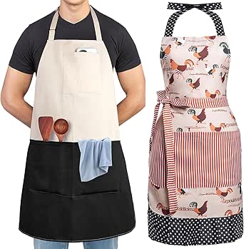 Amazon.com: Alex Virtue Floral Cooking Apron and Two-Tone Professional ...