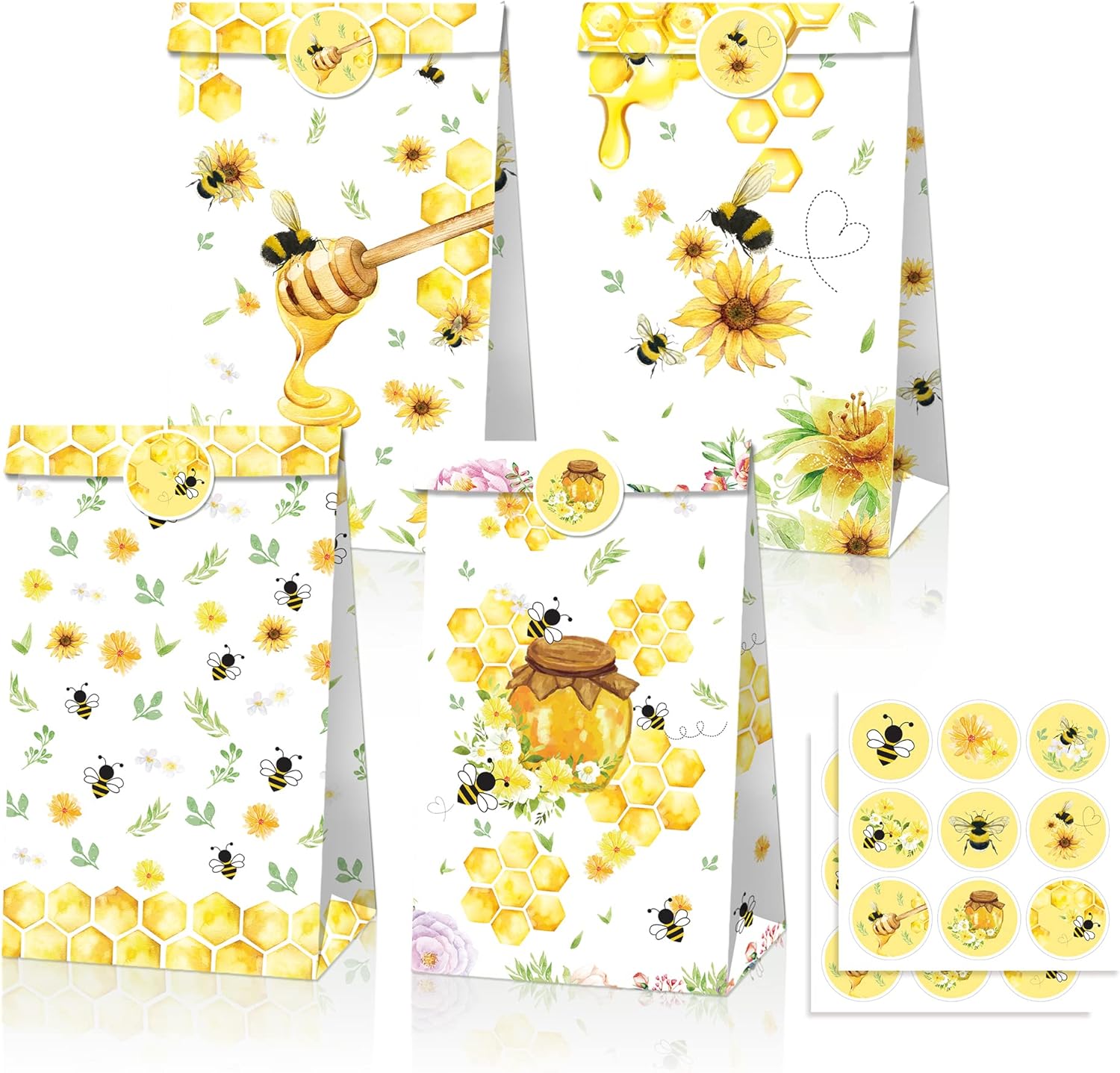 Amazon.com: 12 Pack Bee Theme Party Gift Bags Bumble Bee Party for Kids ...
