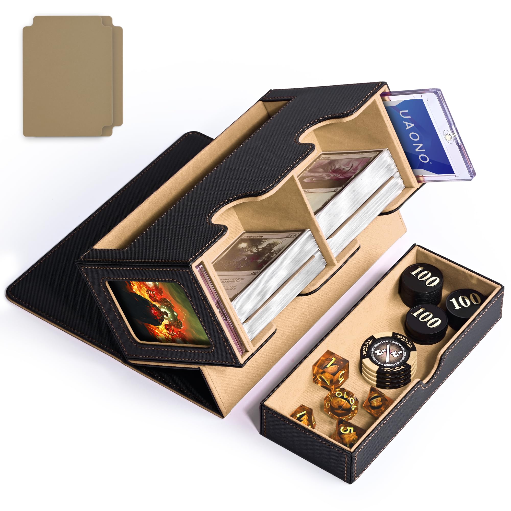 Amazon.com: UAONO MTG Deck Box with 2 Commander Display and Dice Tray ...