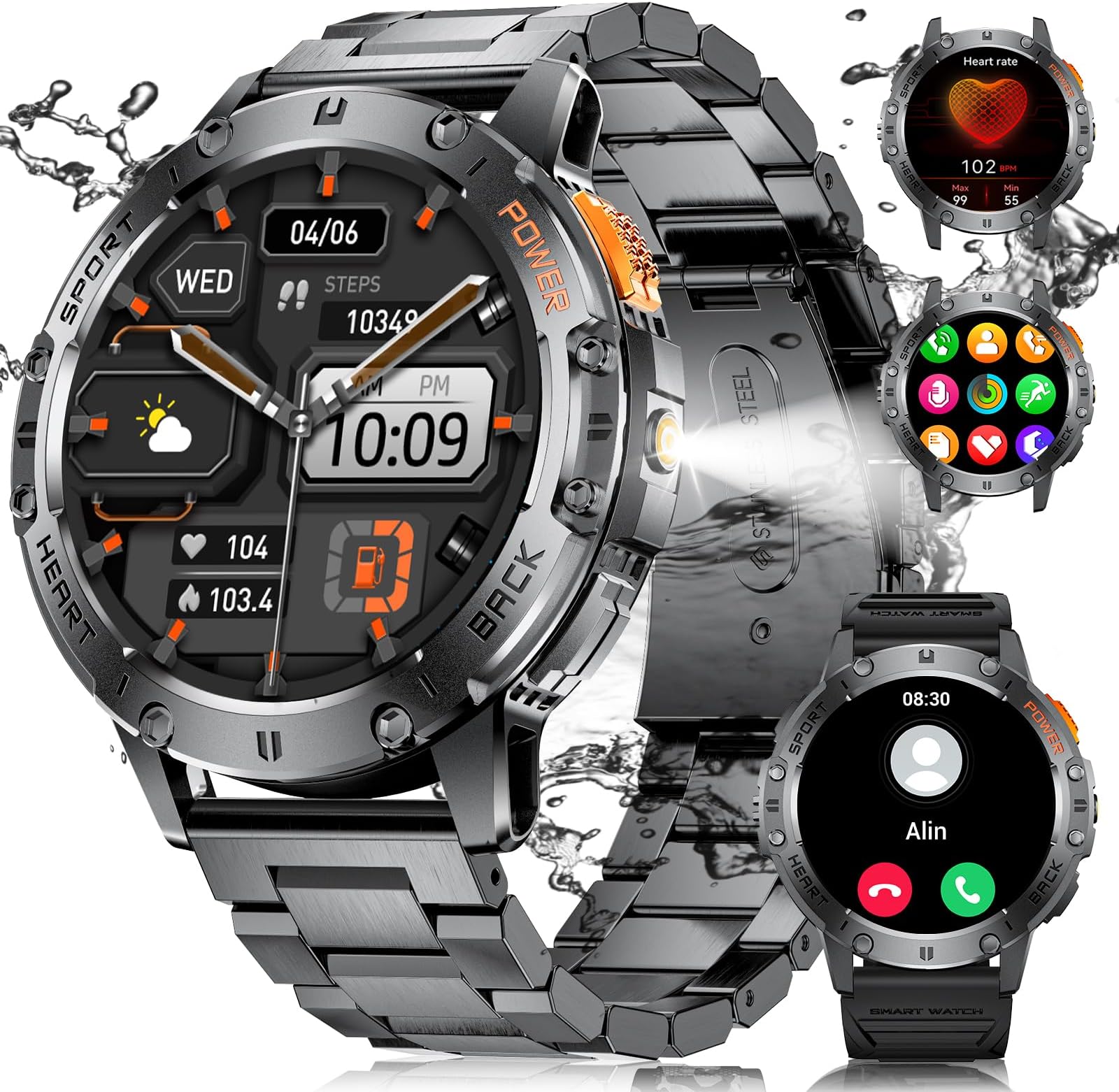 Amazon.com: Military Smart Watches for Men(Answer/Make Calls) with LED ...