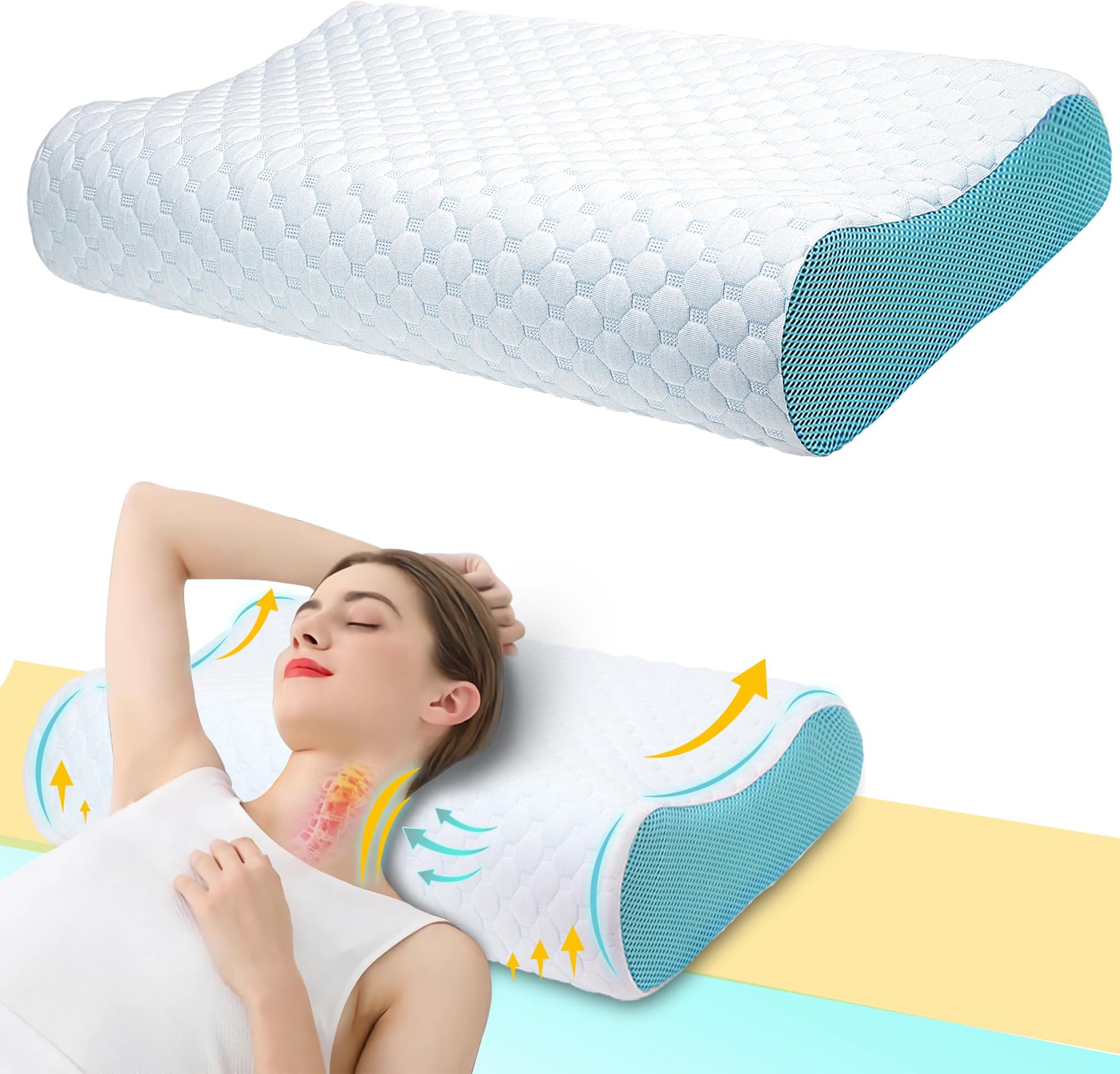 Zibroges Neck Pillow Memory Foam Pillows - Cervical Pillows Support for ...