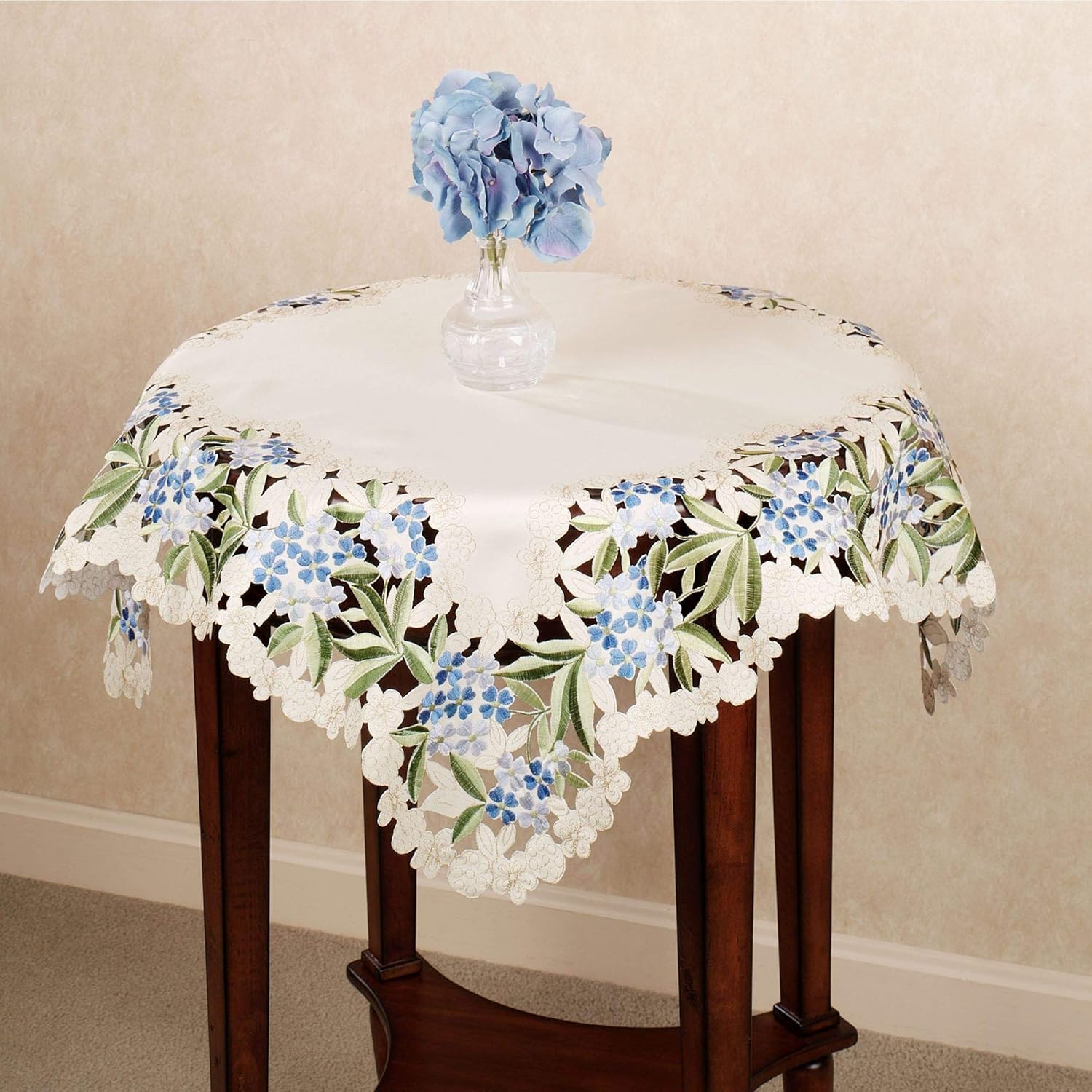 Amazon.com: Blue Hydrangeas Table Topper -36" Square- Pretty & It's ...