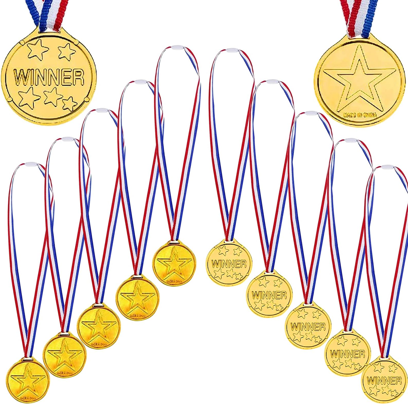 12 Pack Gold Winners Medals, Kids Party Medals Winner Award Medals ...