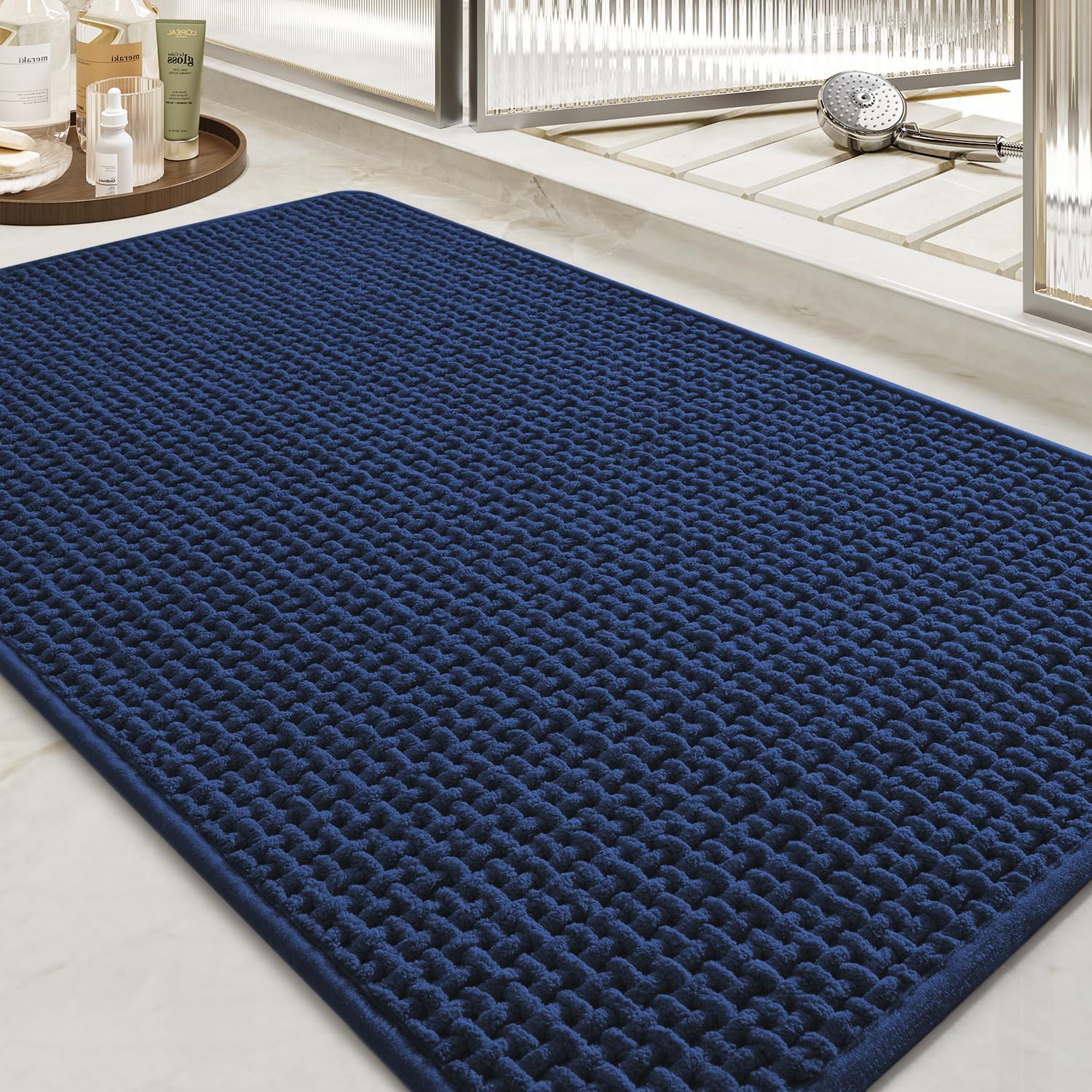 Amazon.com: tchdio Soft Chenille Bath Mat-Super Absorbent Bathroom Mat ...