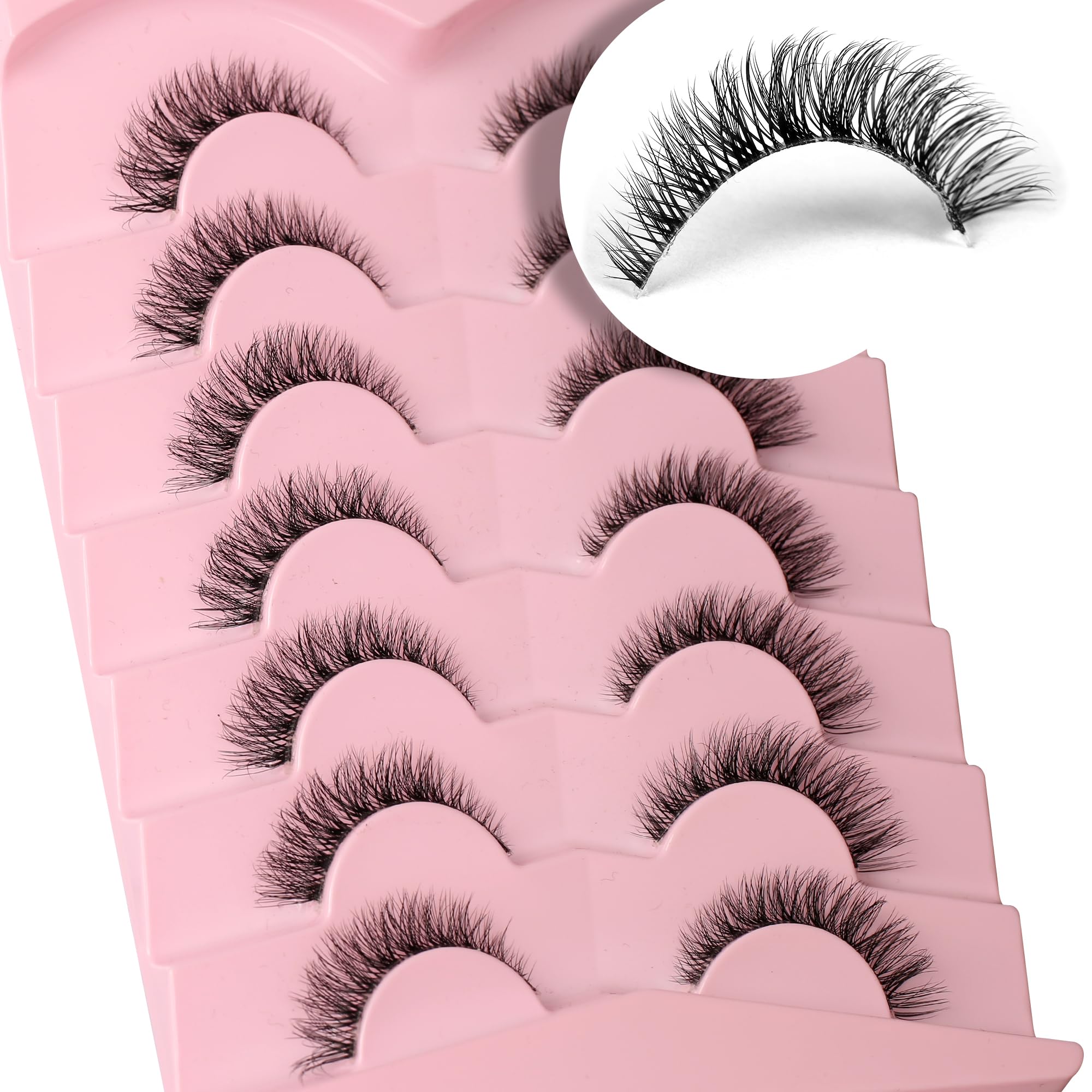 False Eyelashes 6D Lightweight Natural Comfortable Demi Wispy Cat Eye ...