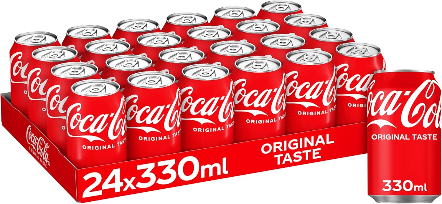 Coca-Cola Original Taste, Pack of 24 Cans x330ml, Crisp Coke Soft ...