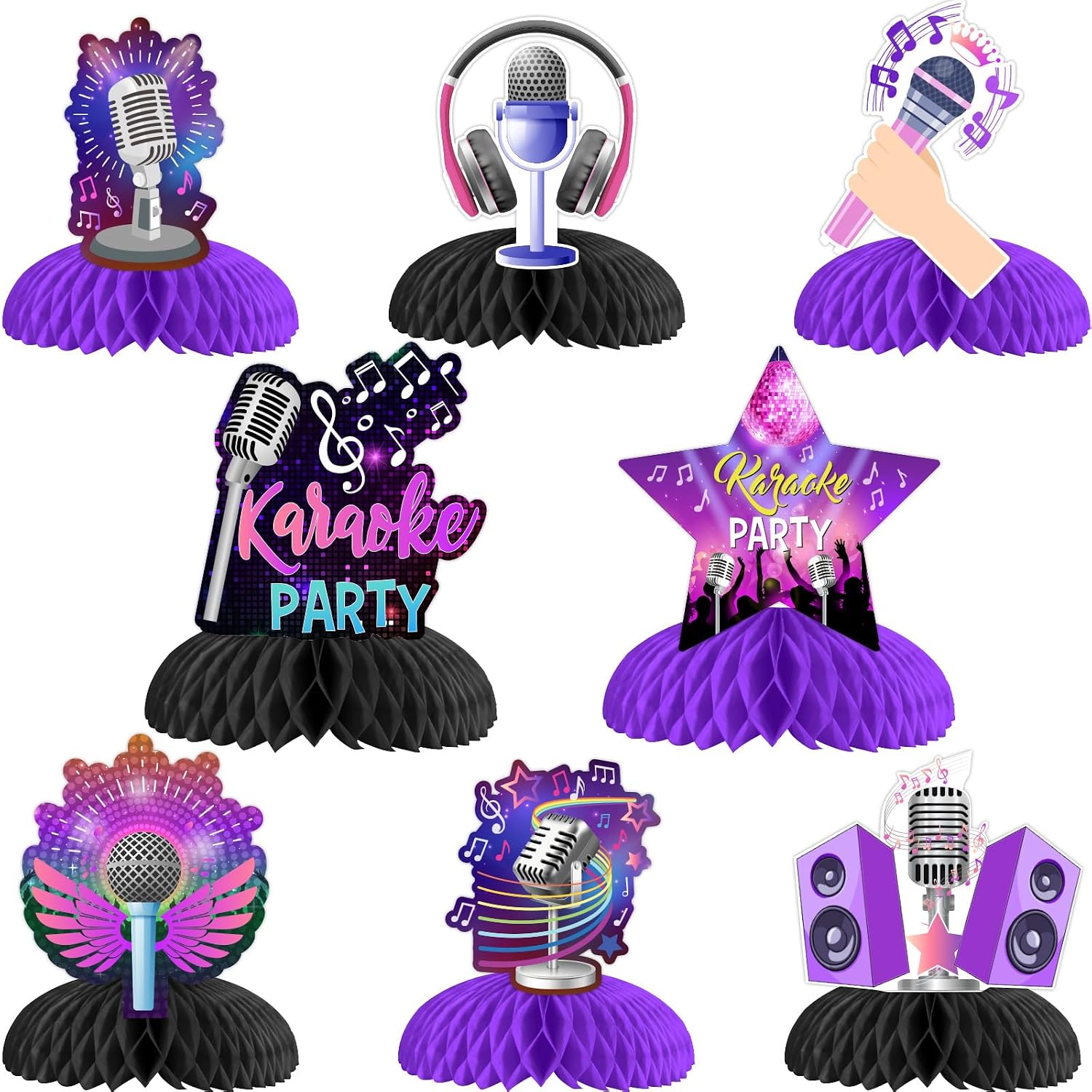 Amazon.com: Wonmelody Karaoke Table Decorations 8pcs Karaoke Party ...