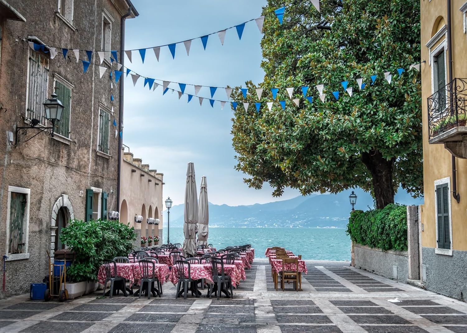 Amazon.com : BELECO 15x10ft Fabric Italy Street Cafe Backdrop Italian ...