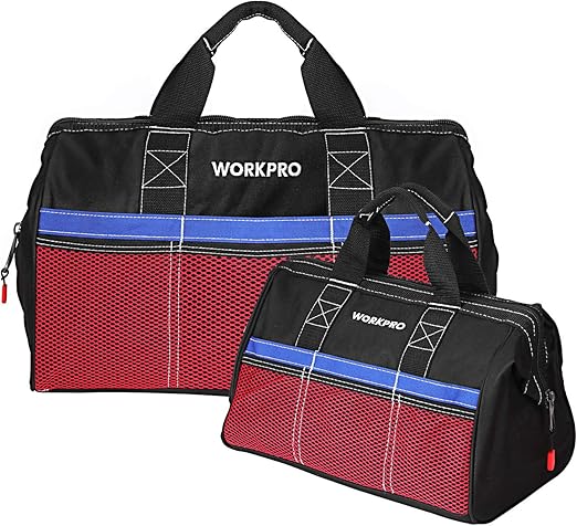 WORKPRO Tool Bag, 13-inch & 18-inch Tool Storage Bag, Zip-Top Wide ...