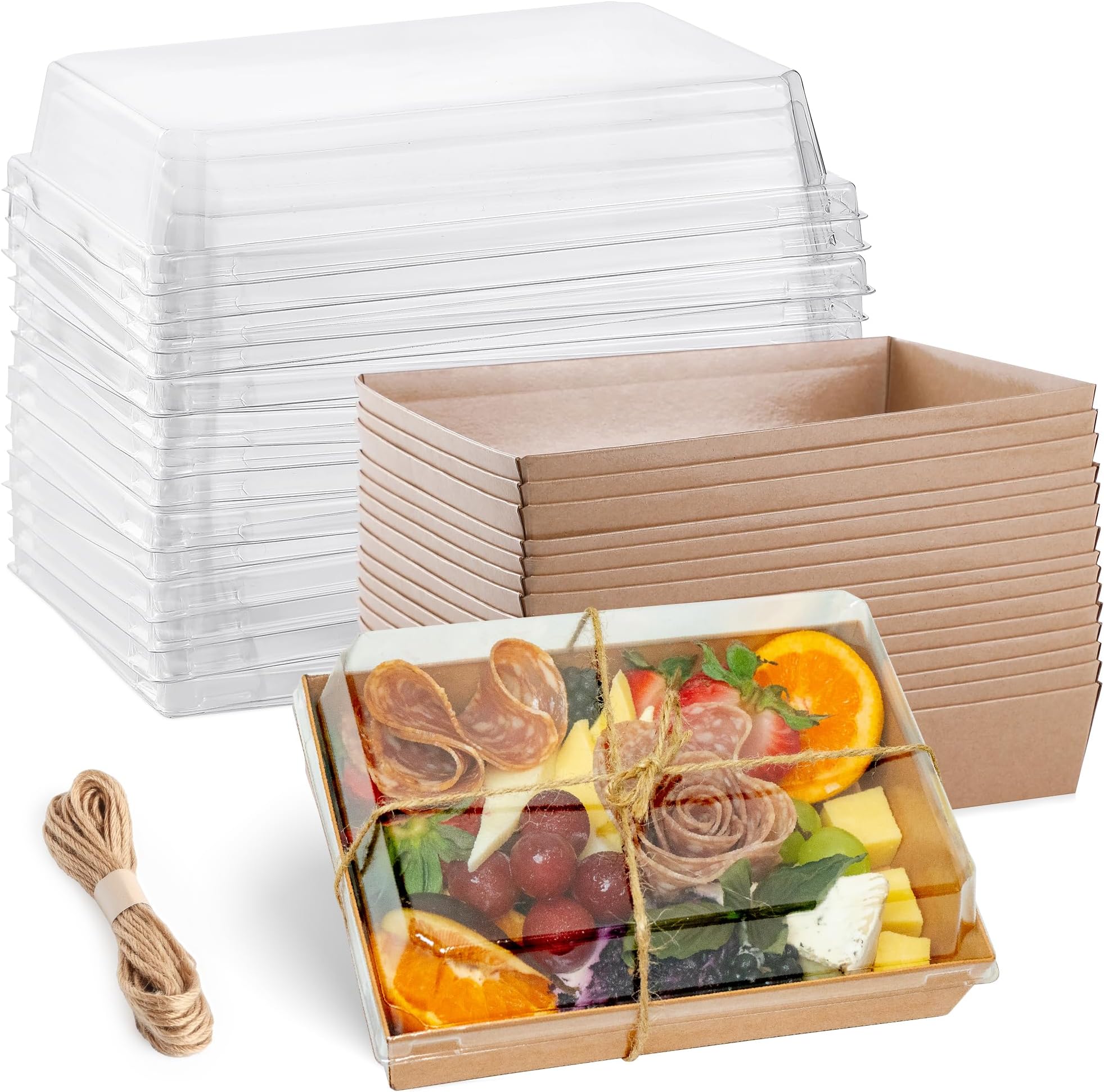 Amazon.com: 100 Pack 2 Size Paper Charcuterie Box with Clear Safety Lid ...