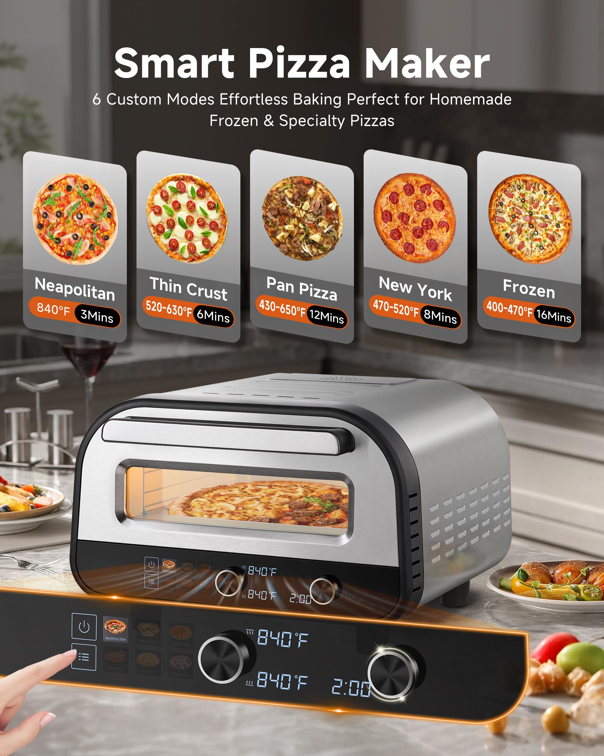 Snapklik.com : Upgraded Pizza Oven Indoor Heats Up To 840F Makes 12 ...