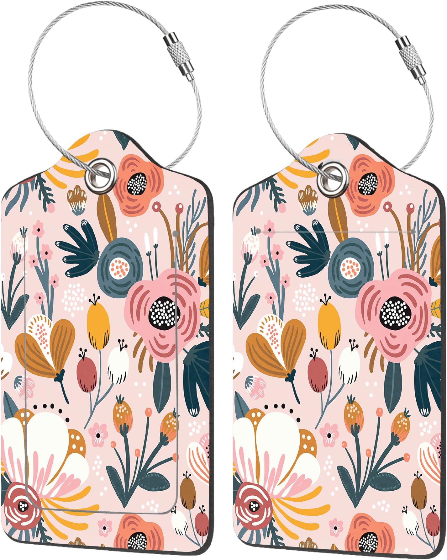 Amazon.com: EOBKLAX 2 Pack Luggage Tag for Suitcase,Creative Floral PU ...