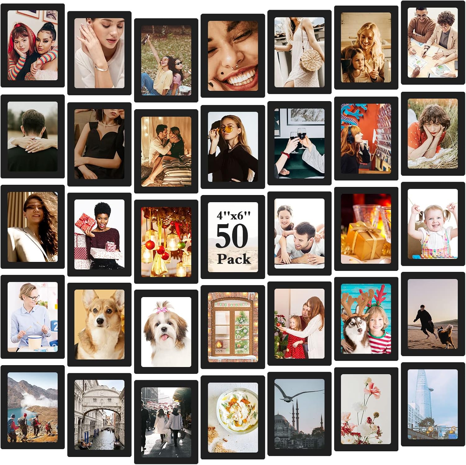 Amazon.com: 50 Pack Magnetic Photo Frames Hold 4 x 6 Inches Pictures ...