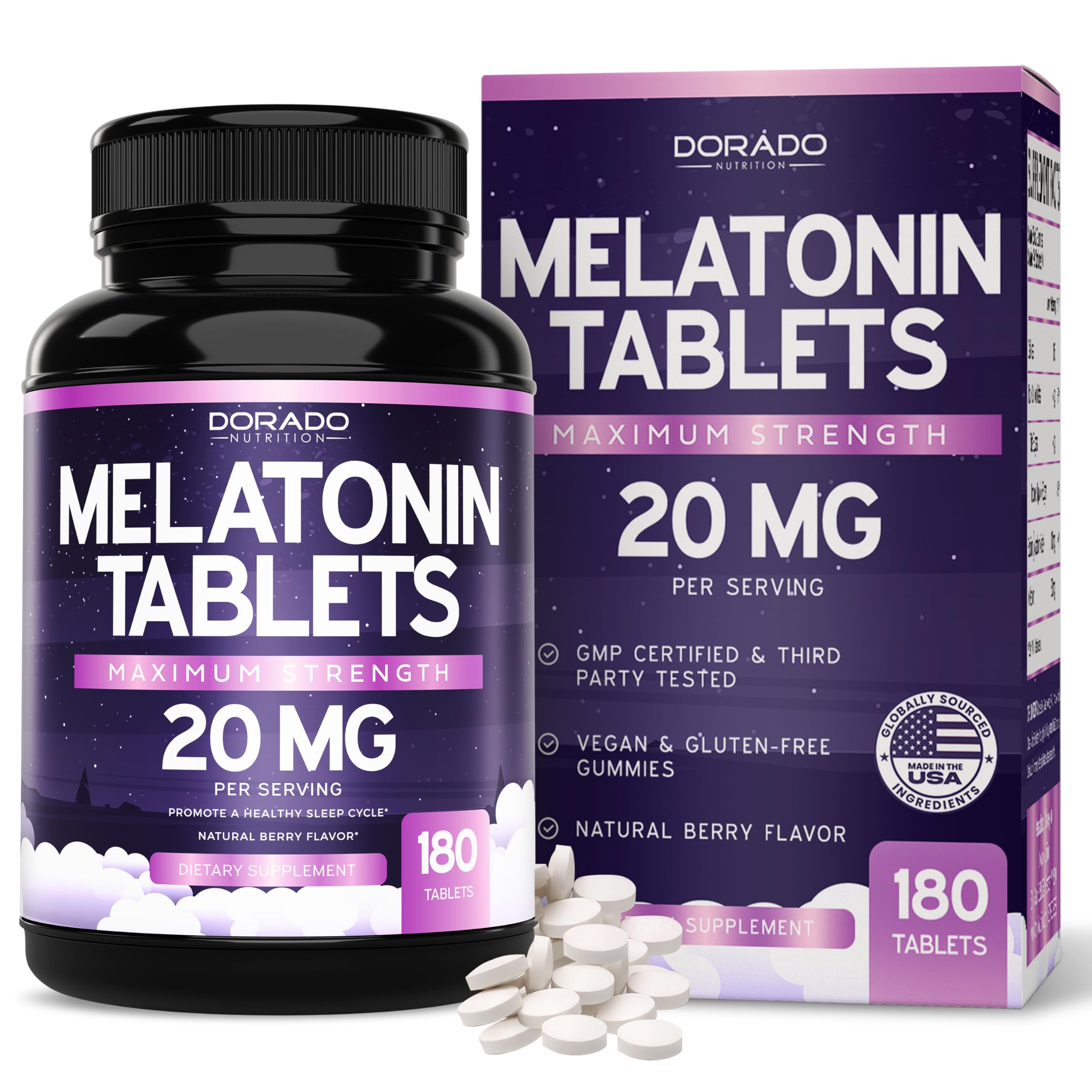 Amazon.com: Melatonin 20mg Tablets for Adults (180 Count) - Quick ...