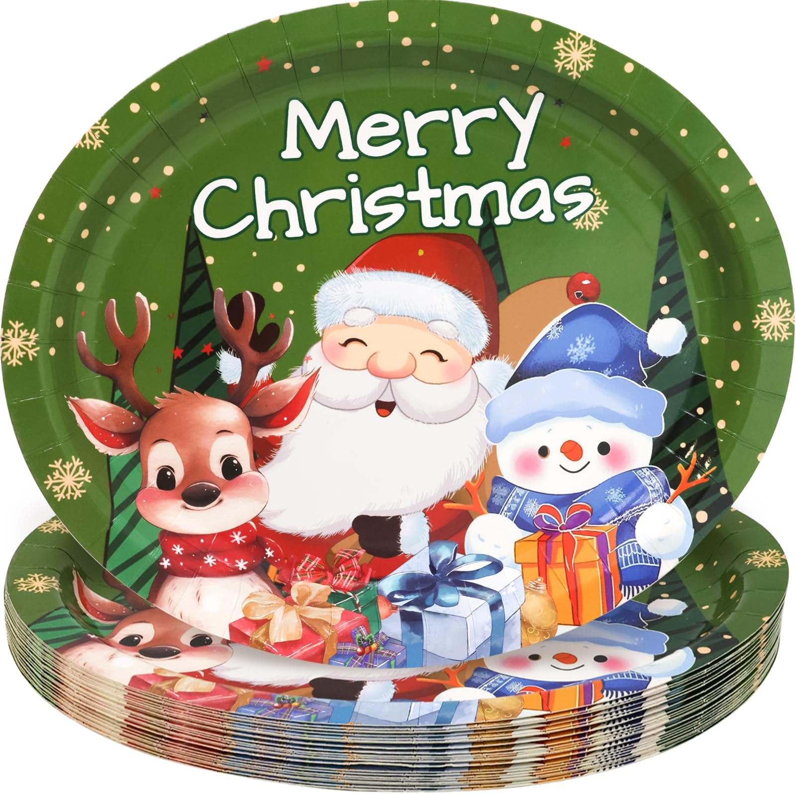 Amazon.com: Gift Boutique 24 Pack Merry Christmas Divided Dinner Plate ...