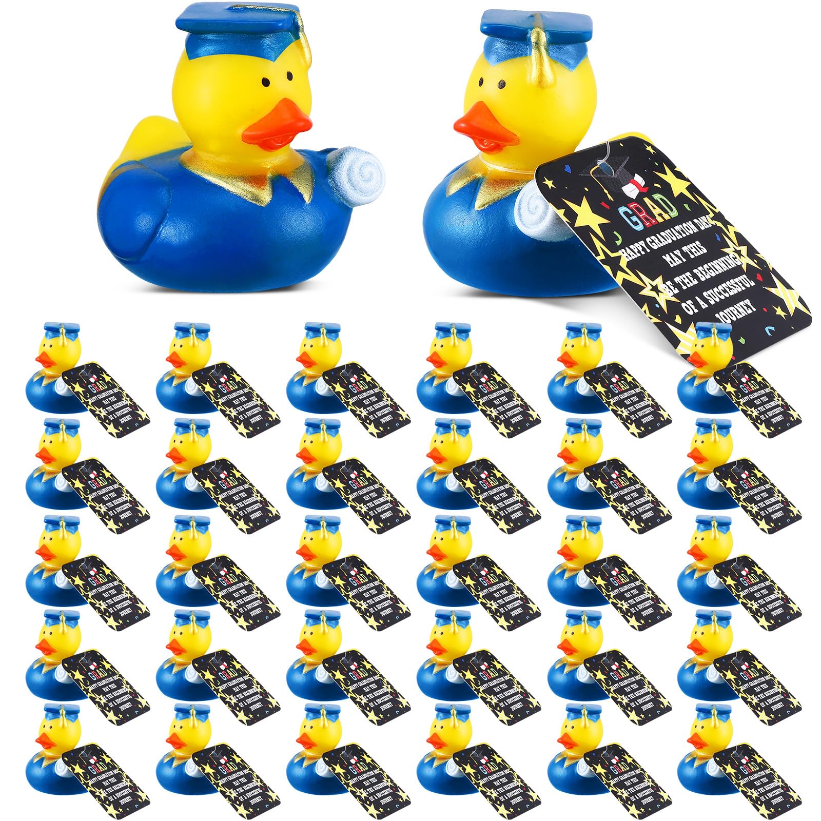 30 Pcs Grad Rubber Duck with Party Cards Mini Grad Rubber Ducky Favor ...