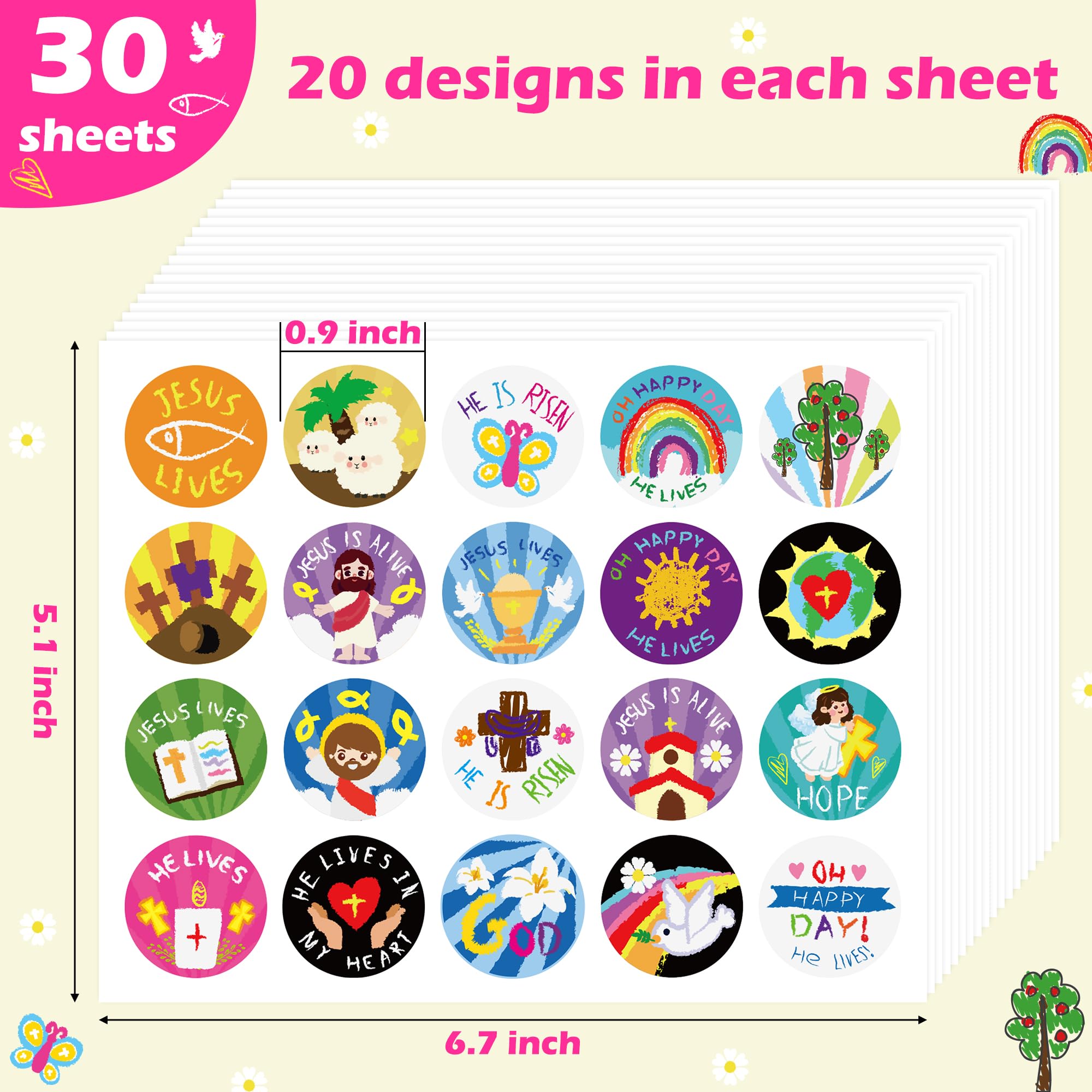 Snapklik.com : Easter Kids Stickers Sheets - 600pcs Easter Christian ...