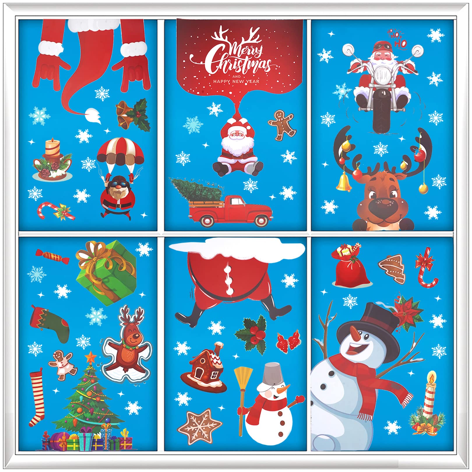 MESU Christmas Electrostatic Window Sticker Set Theme Party Home Decal ...