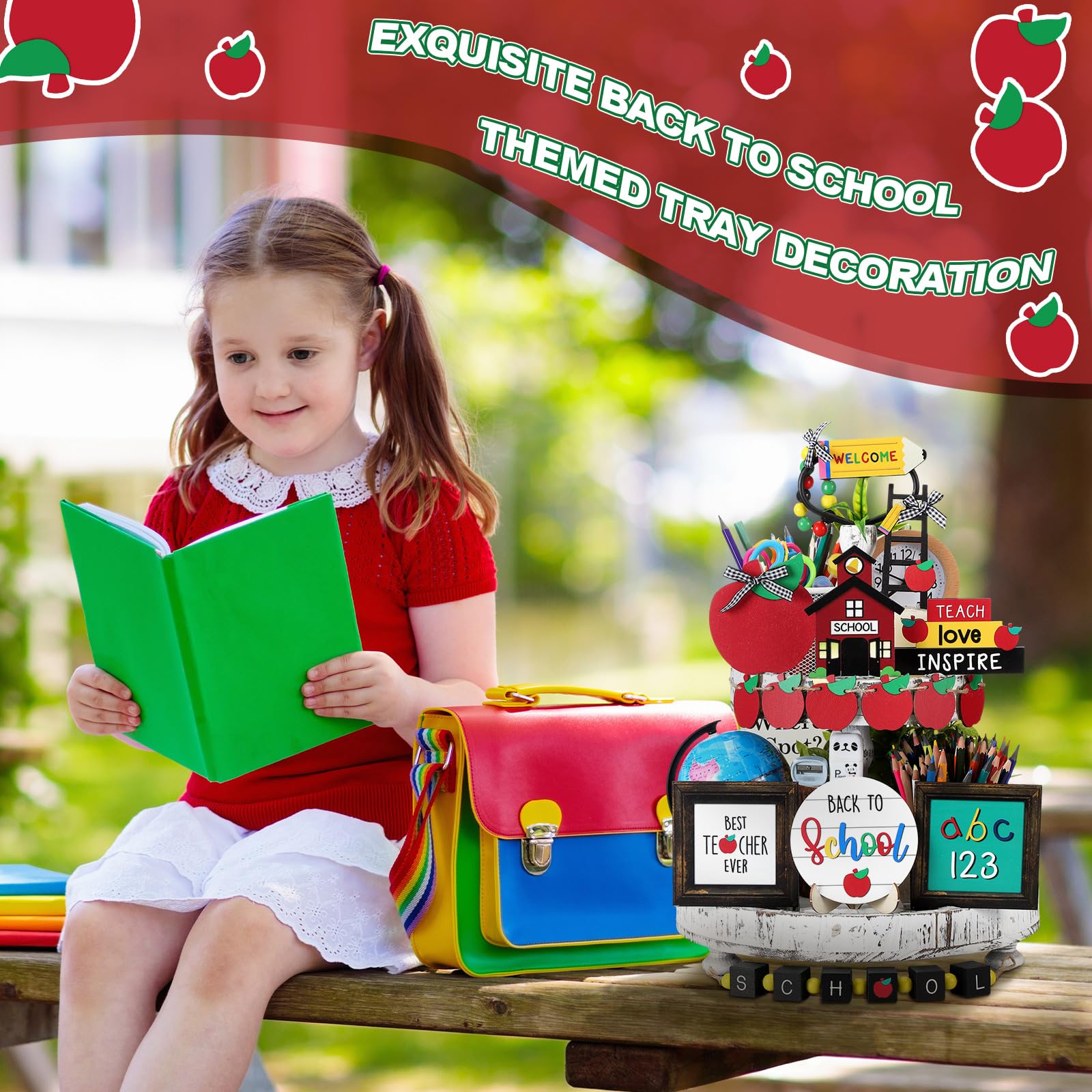 Snapklik.com : 19 Pcs Back To School Tiered Tray Decor Signs Wood Sign ...