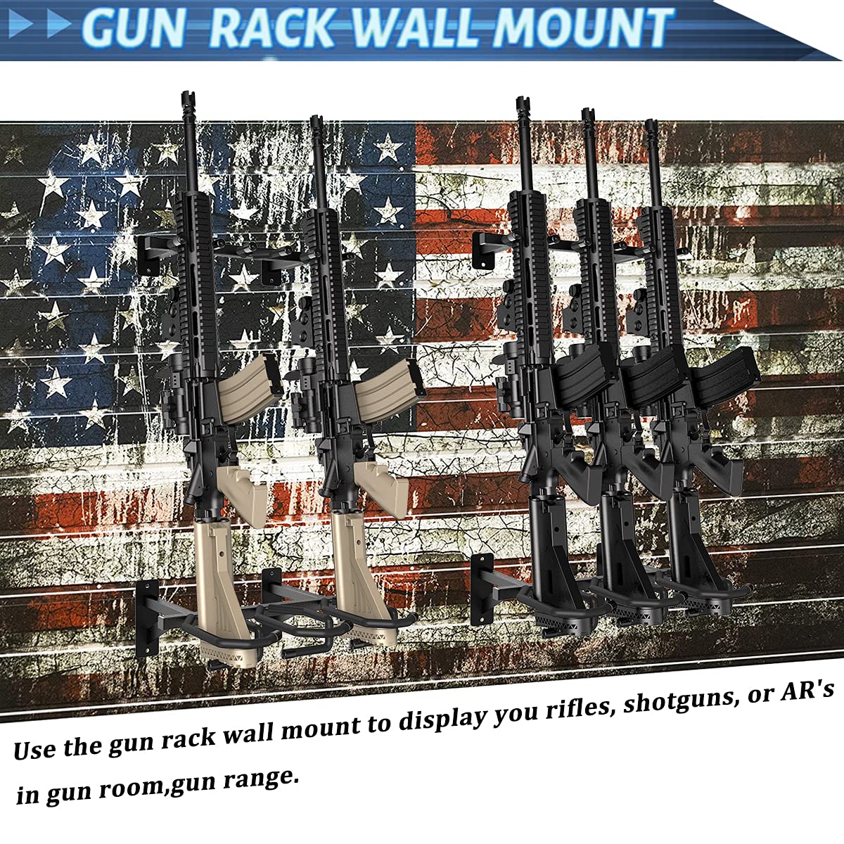 Buy Nswern Gun Rack Wall Mount 2x3-slot Gun Free-Standing Rifle Rack ...