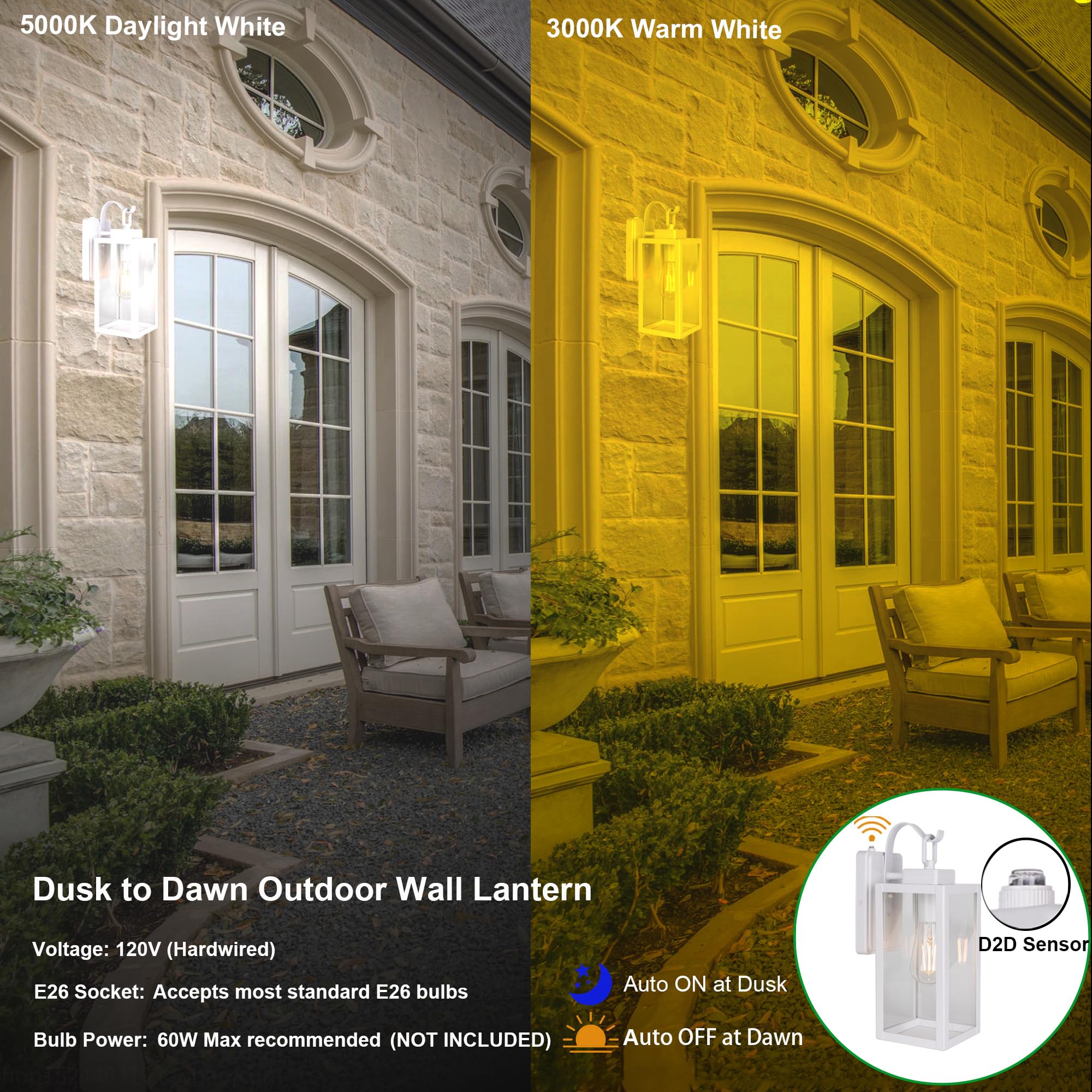 Snapklik.com : LIT-PaTH Dusk To Dawn Outdoor Wall Lantern, Wall Sconce ...