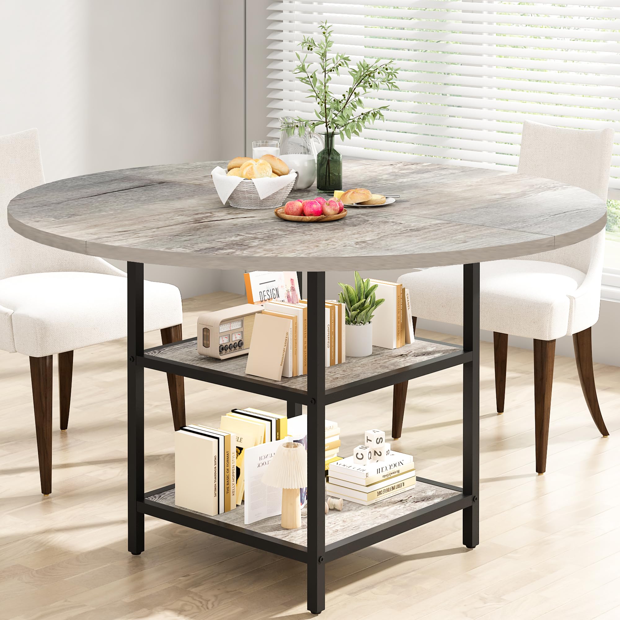 Amazon.com - AWQM Round Dining Table for 4-6, Round Dining Table with ...